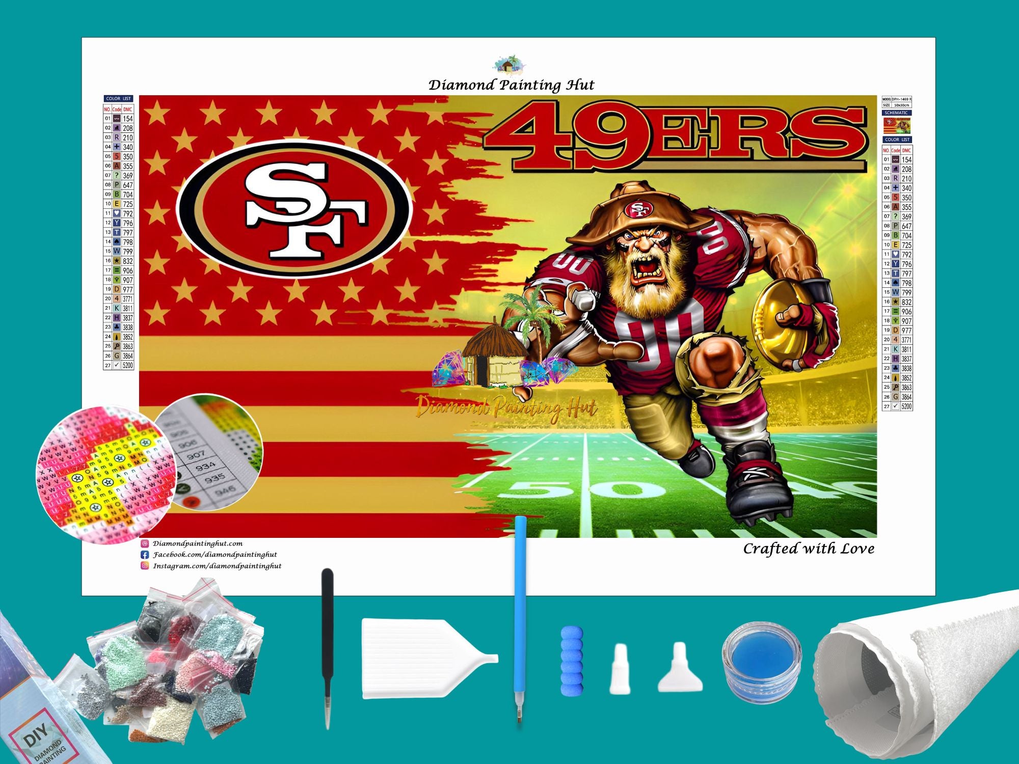 49ers NFL Flag Diamond Painting - 50x30 cm / Full Round Drill - Diamond ...