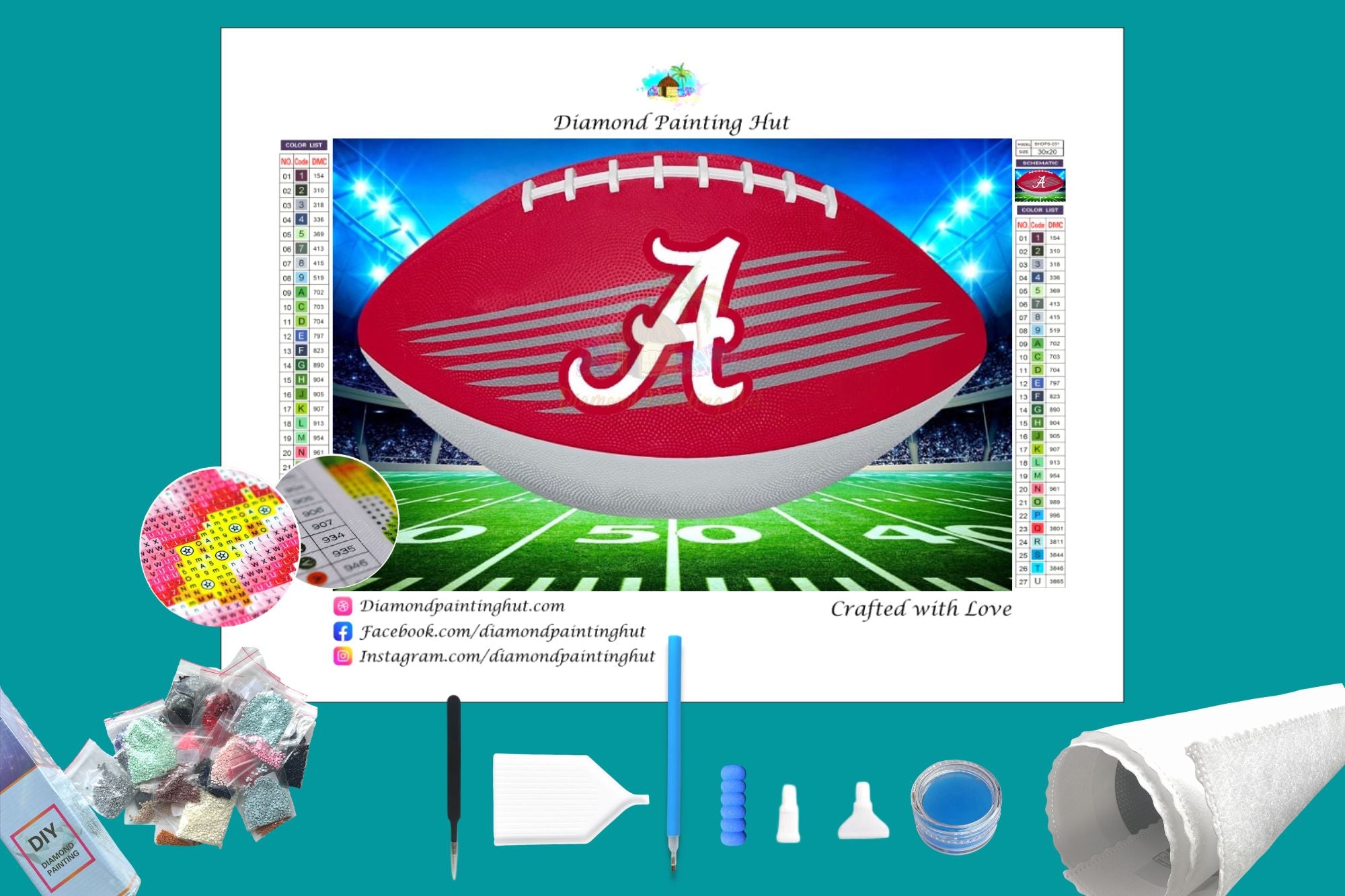 Alabama Football Diamond Painting - 30x20cm / Full Round Drill ...