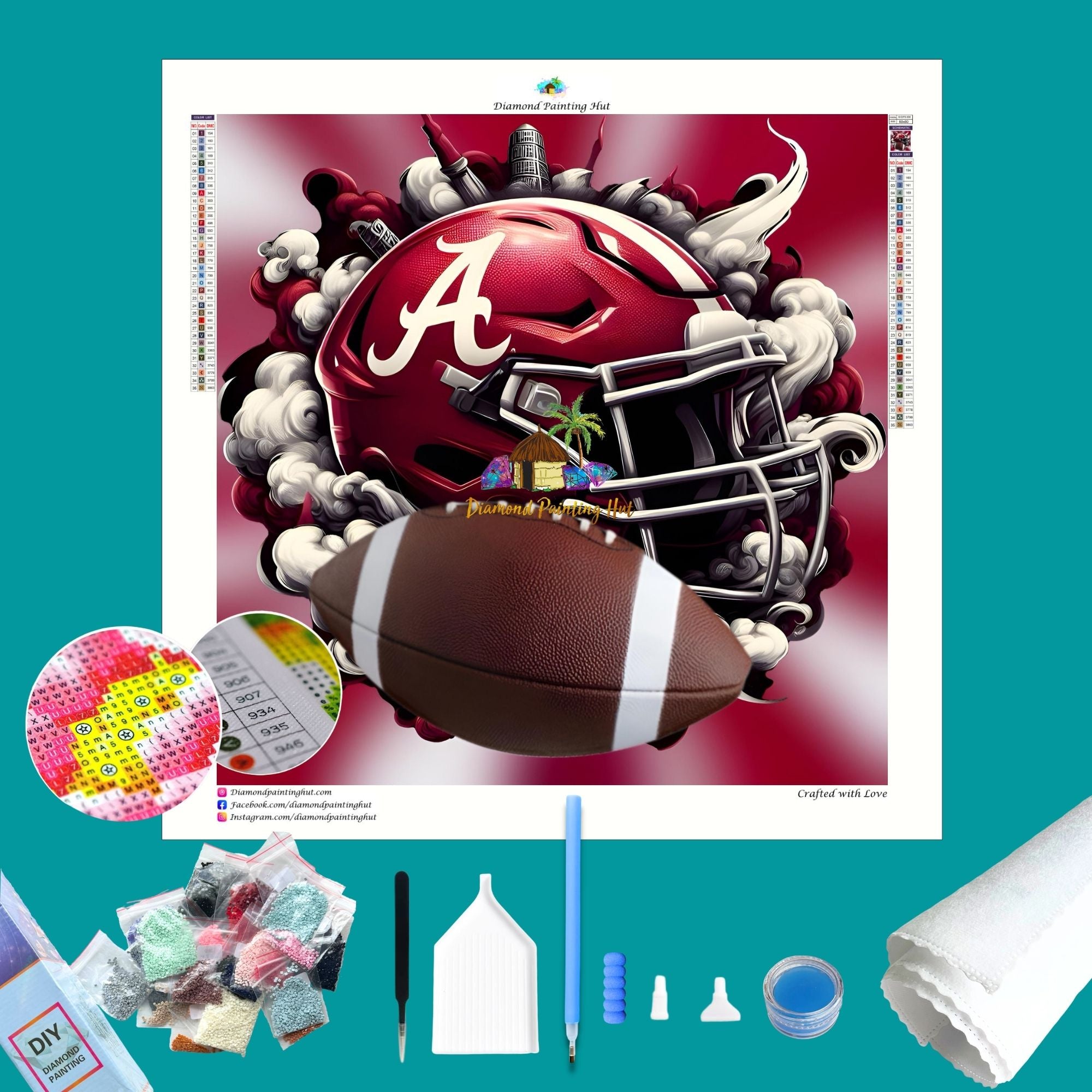 Alabama Football Helmet Diamond Painting - 30x30cm / Full Round Drill ...