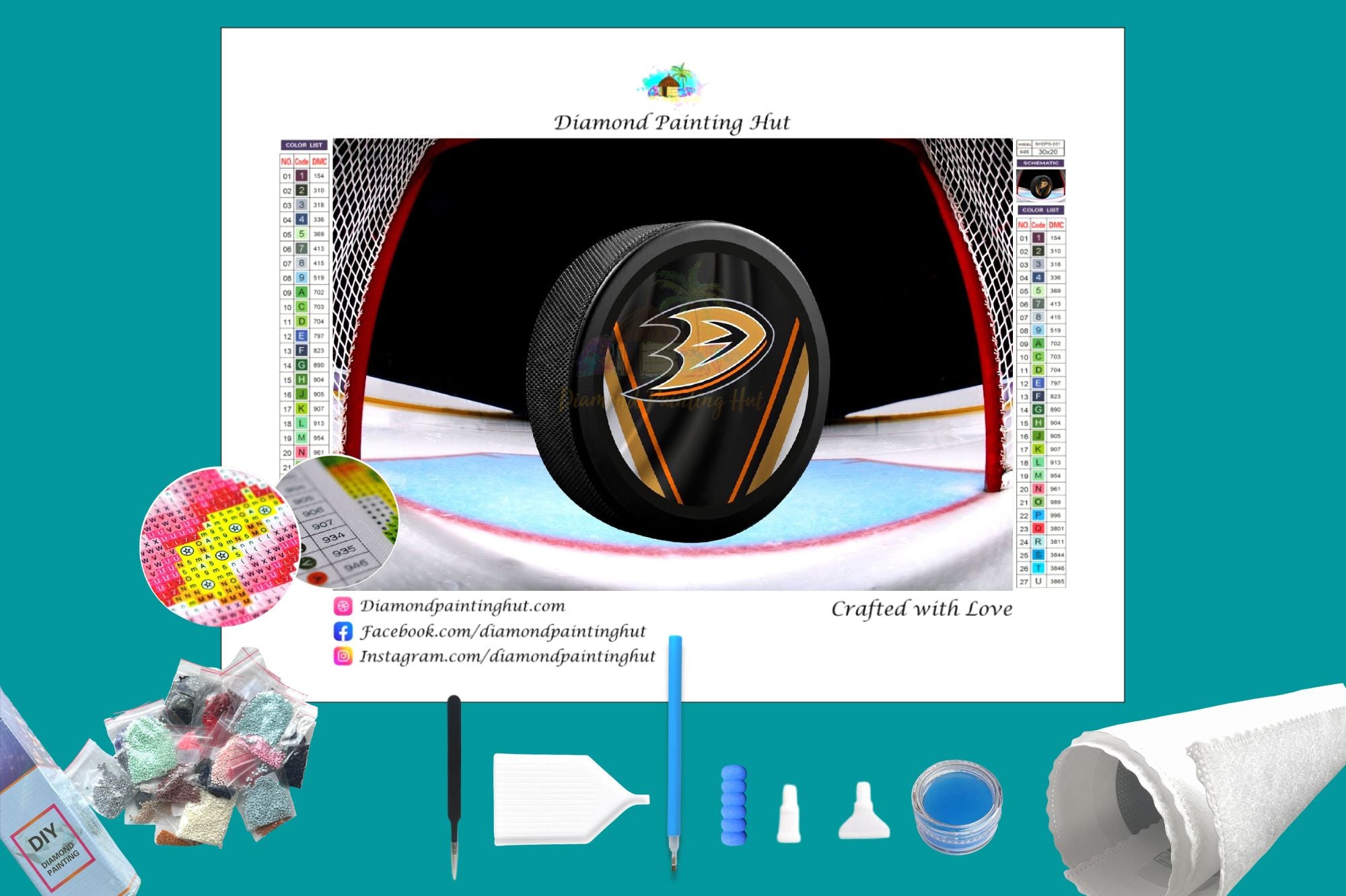Anaheim Ducks NHL Hockey Puck Diamond Painting - Diamond Painting Hut