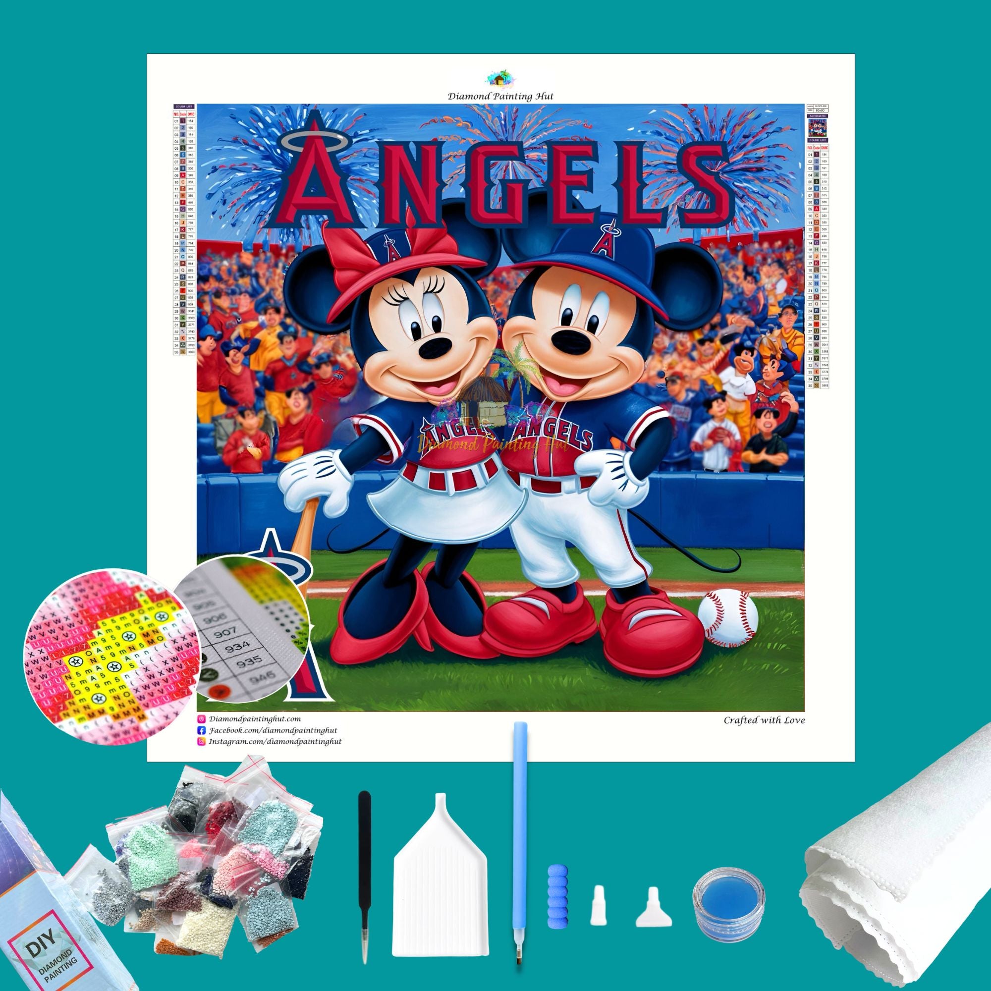 Angels Mickey & Minnie MLB Diamond Painting - Diamond Painting Hut