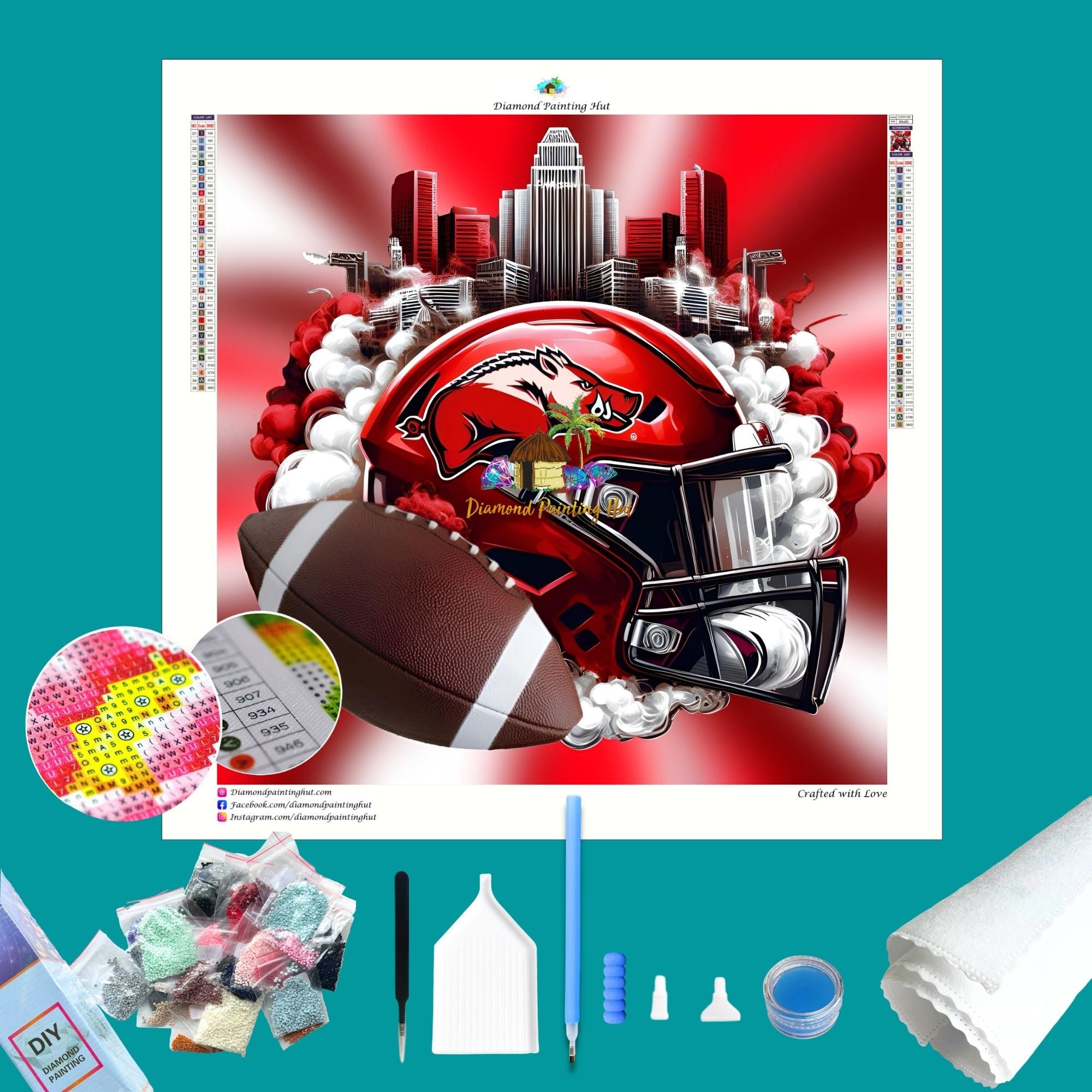 Arkansas Football Helmet Diamond Painting - 30x30cm / Full Round Drill ...