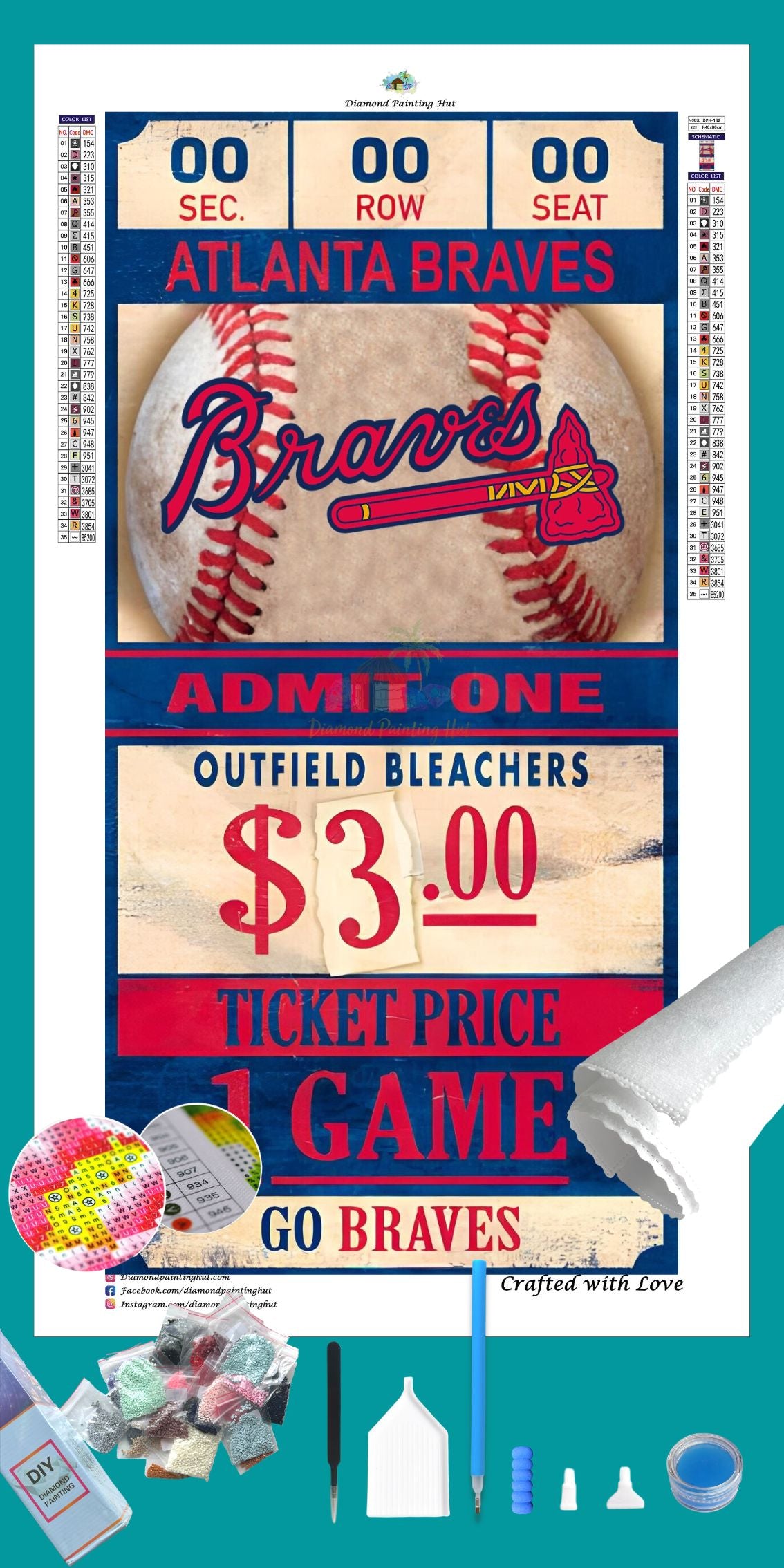 Atlanta Braves MLB Ticket Diamond Painting - Diamond Painting Hut
