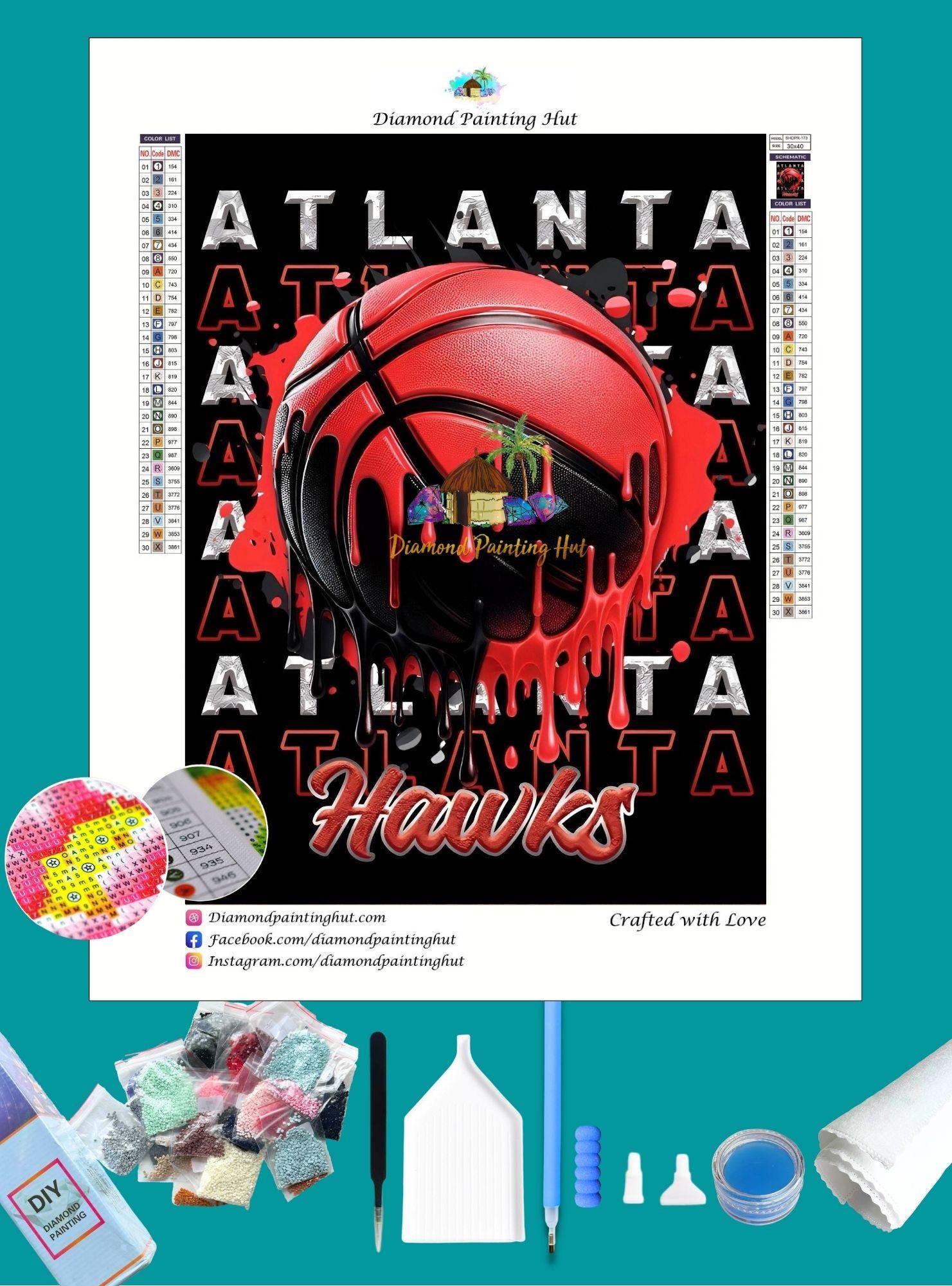 Atlanta NBA Dripping Ball Diamond Painting - Diamond Painting Hut