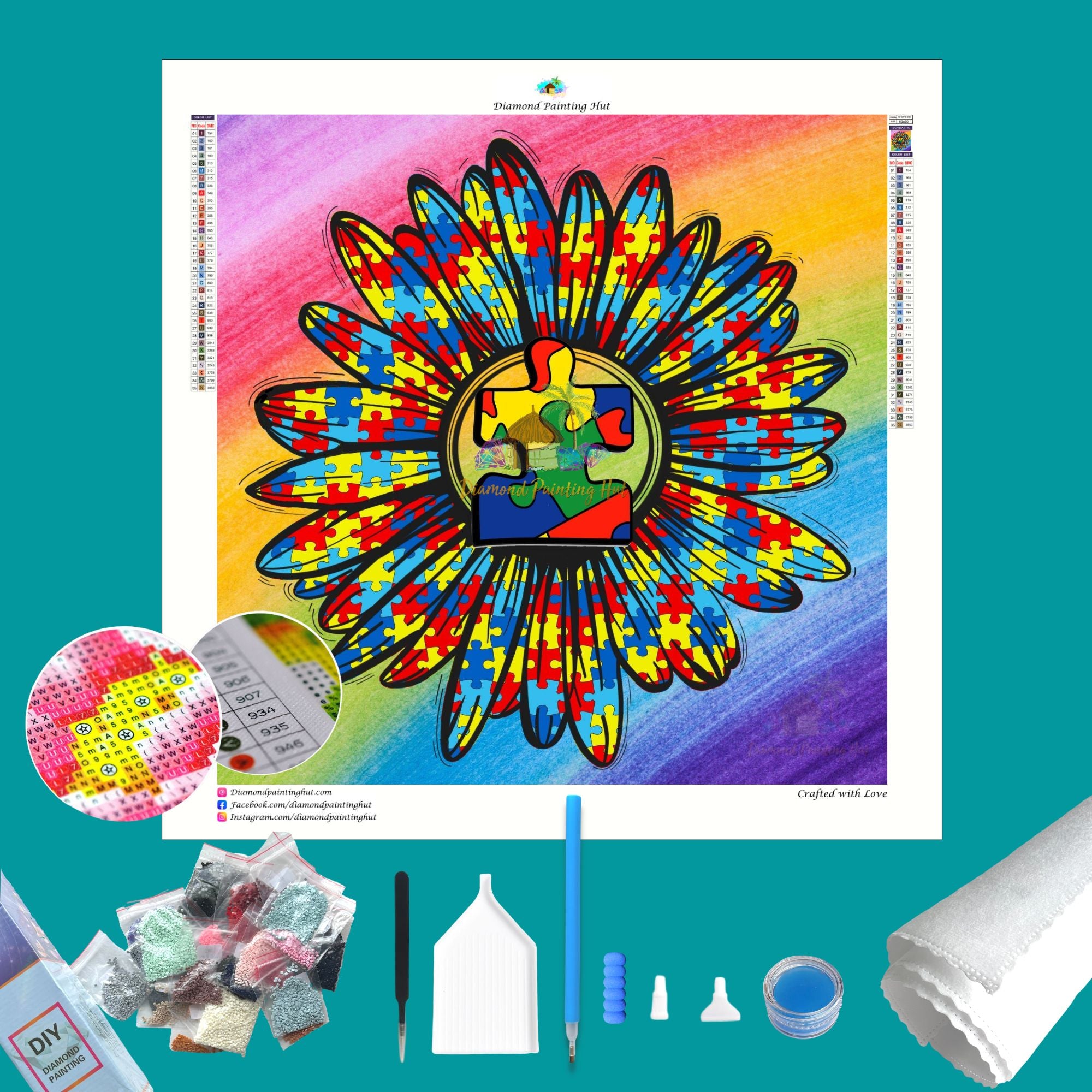 Autism Puzzle Sunflower Diamond Painting - Diamond Painting Hut