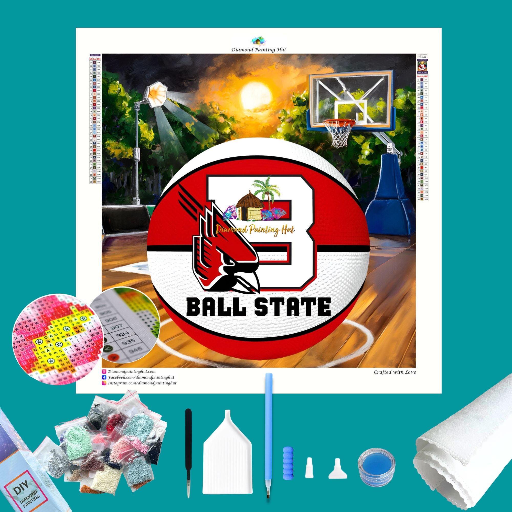 Ball State Basketball Diamond Painting - 30x30cm / Outside Court / Full ...