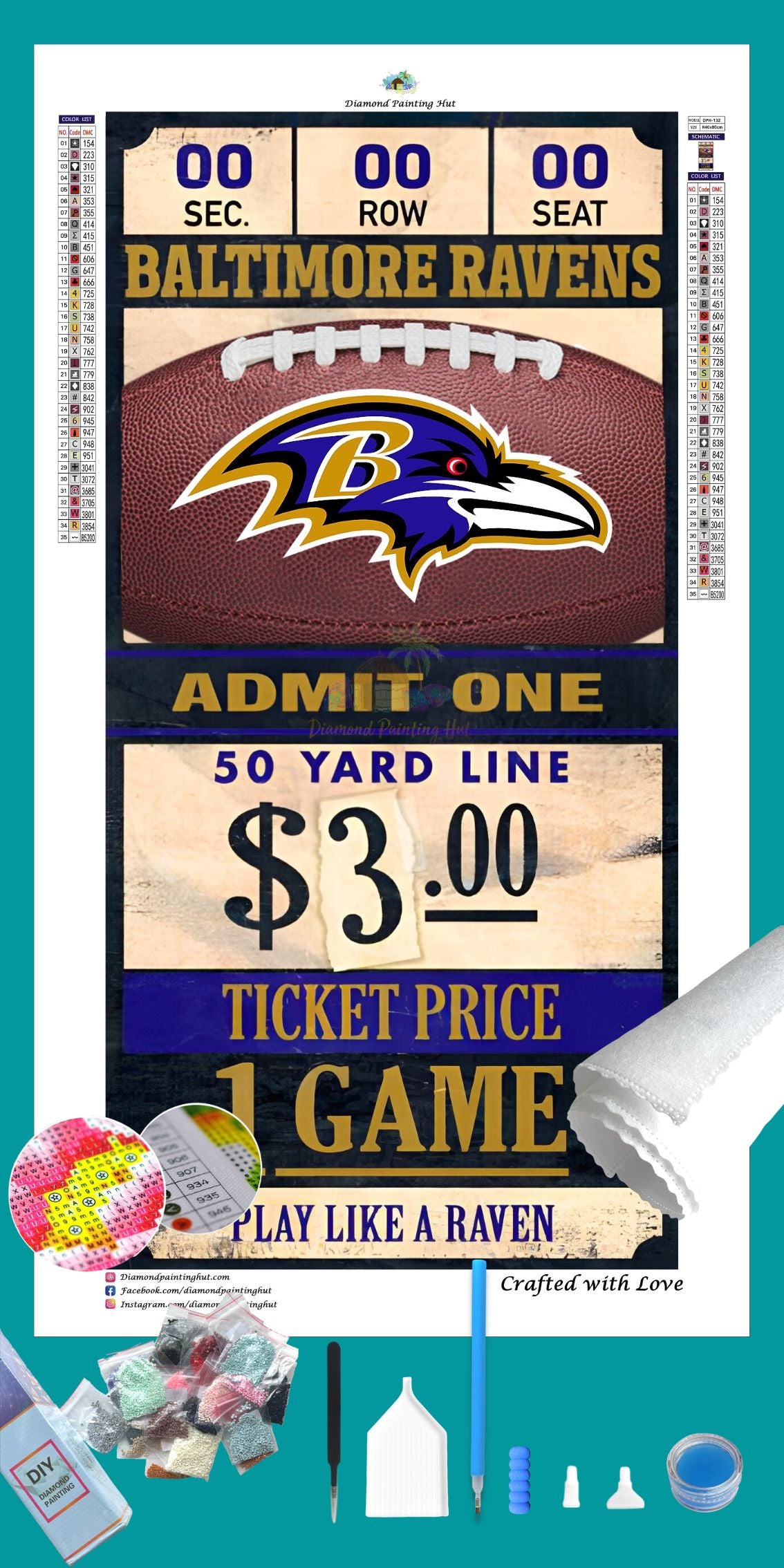 Baltimore Raven NFL Ticket Diamond Painting - Diamond Painting Hut