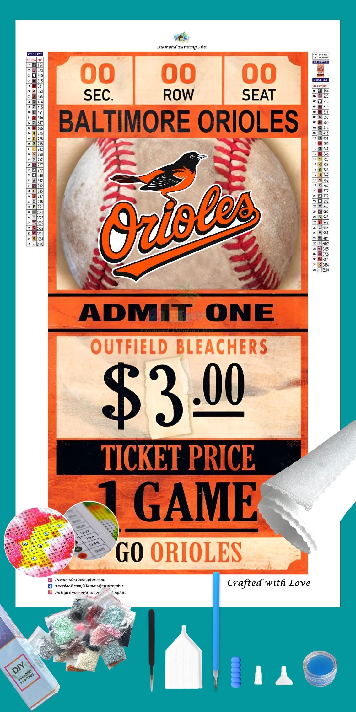 Baltimore Orioles MLB Ticket Diamond Painting - Diamond Painting Hut