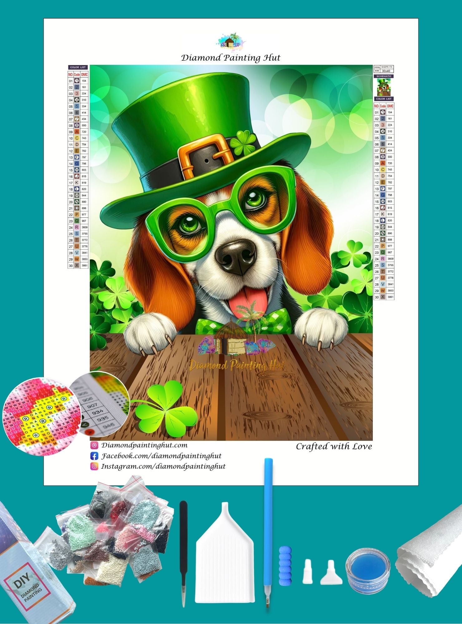 Beagle Saint Patrick Diamond Painting - Diamond Painting Hut