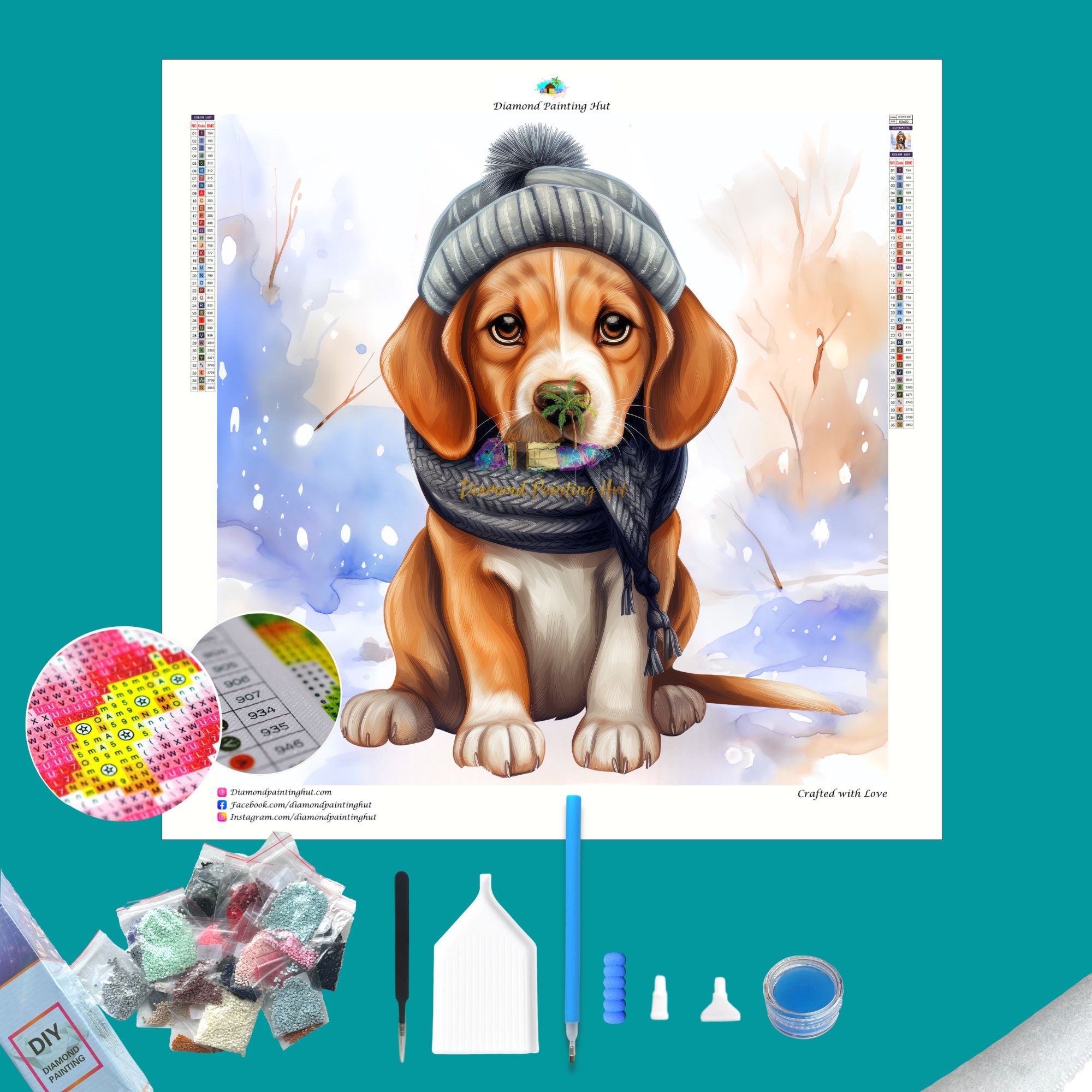 Beagle Winter Diamond Painting - Diamond Painting Hut