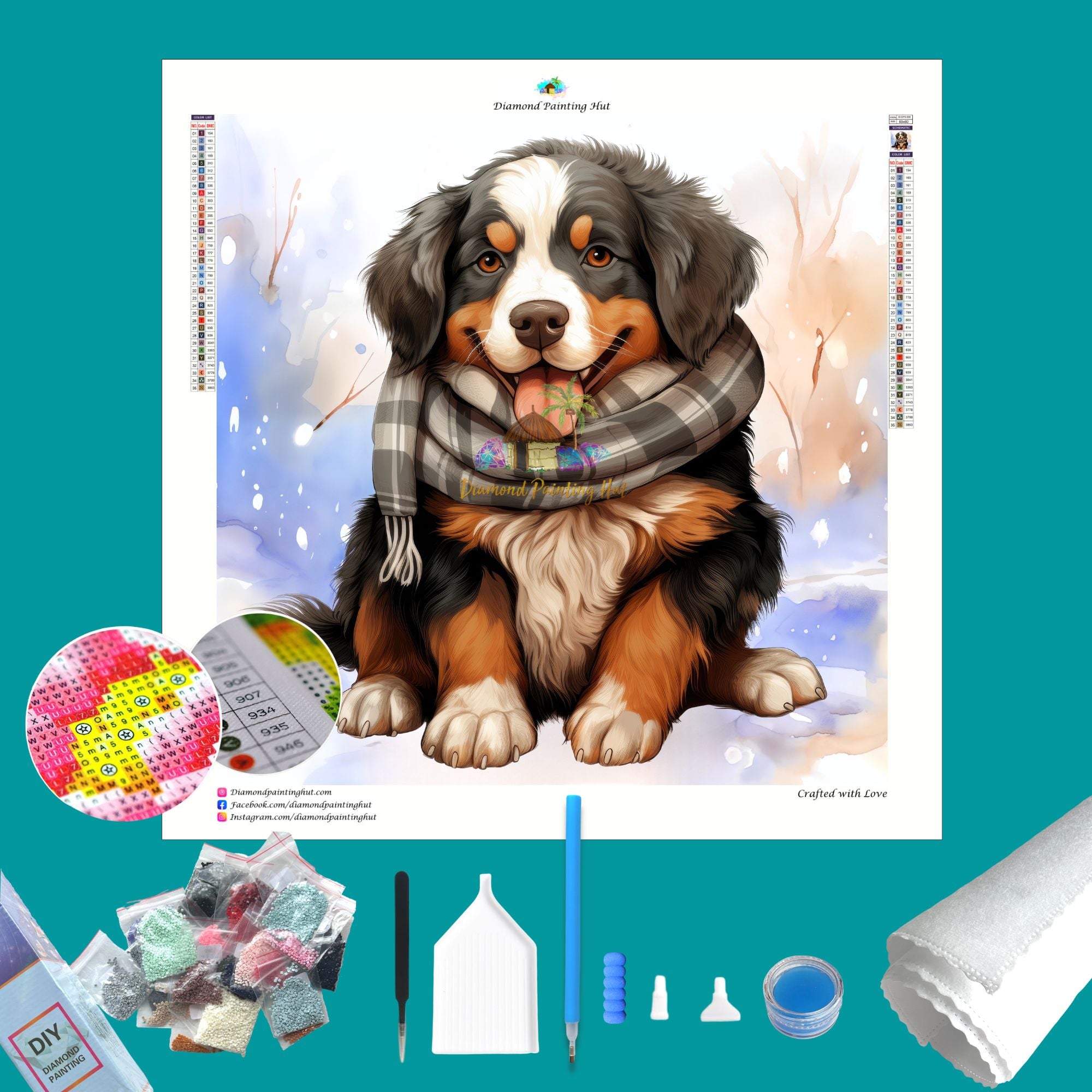 Bernese Mountain Winter Diamond Painting - Diamond Painting Hut