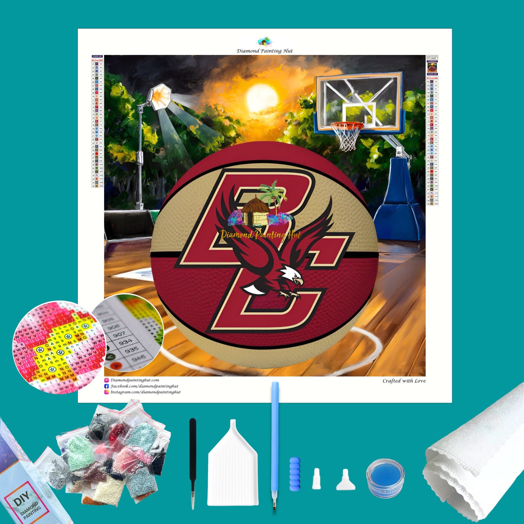 Boston College Basketball Diamond Painting - 30x30cm / Outside Court ...