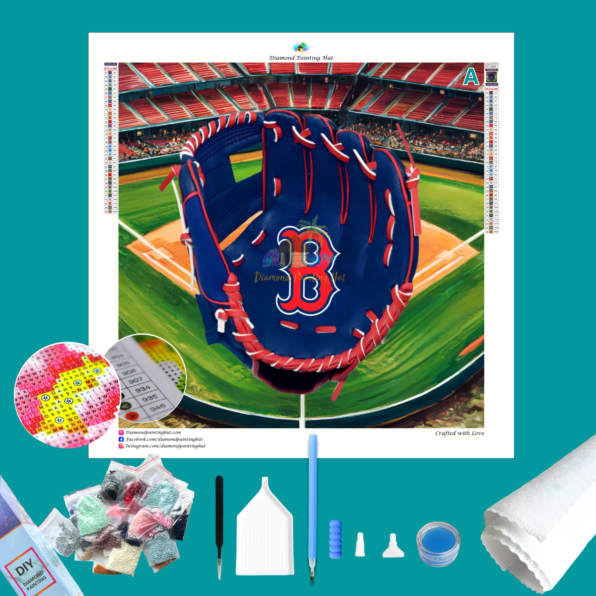 Boston Red Sox MLB Glove Diamond Painting - Diamond Painting Hut
