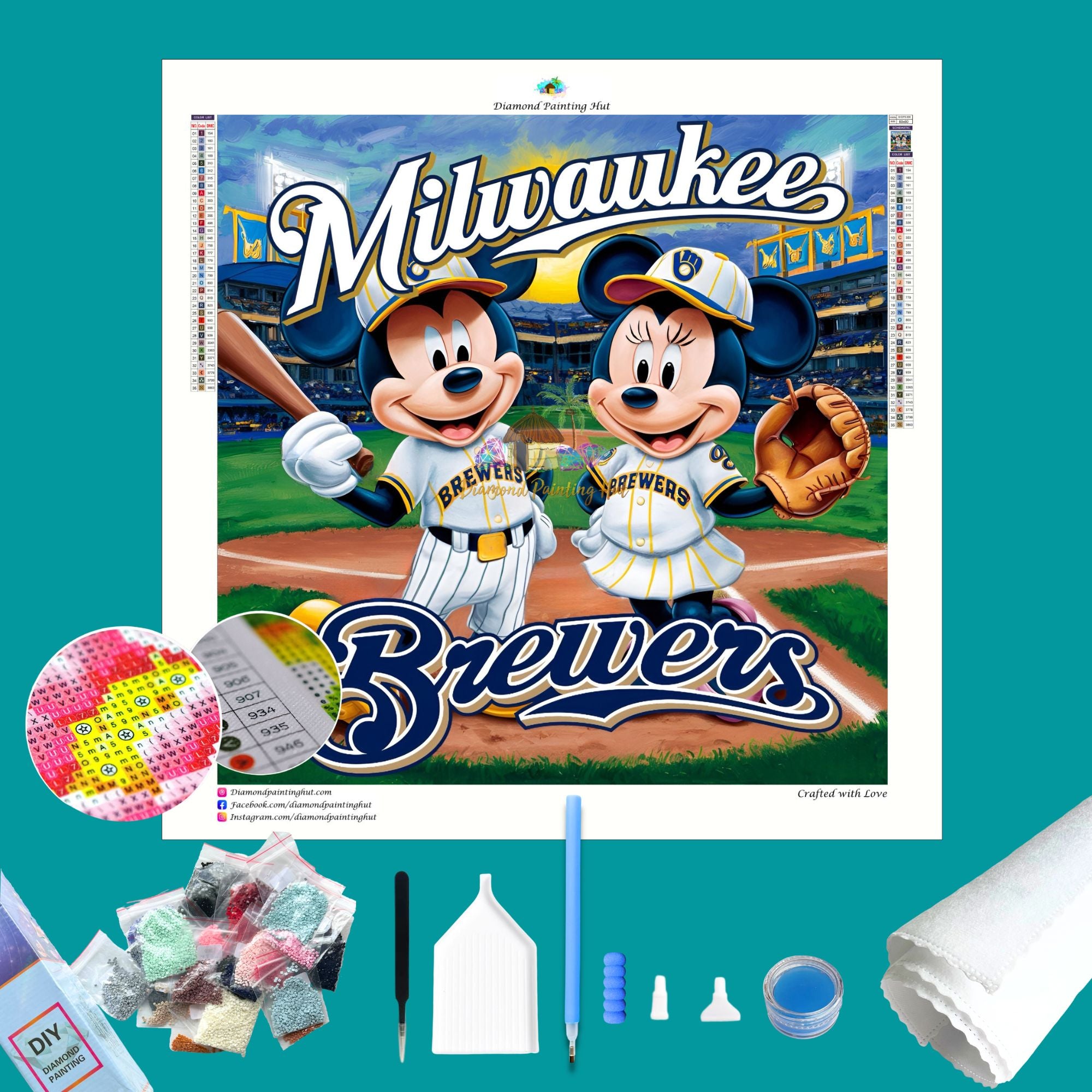 Brewers Mickey & Minnie MLB Diamond Painting - Diamond Painting Hut