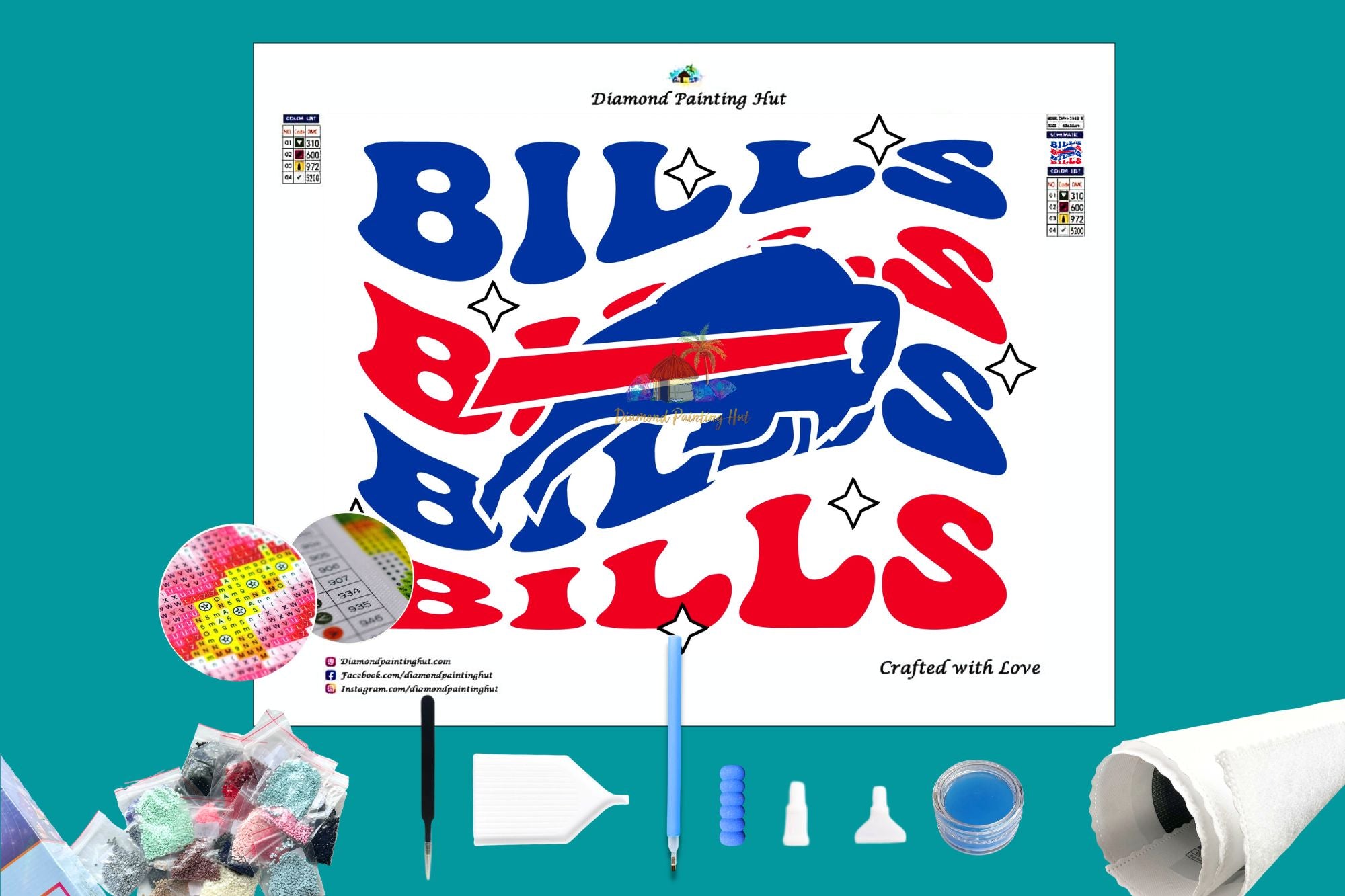 Buffalo Bills Diamond Painting - 40x30 cm / Full Round Drill - Diamond ...