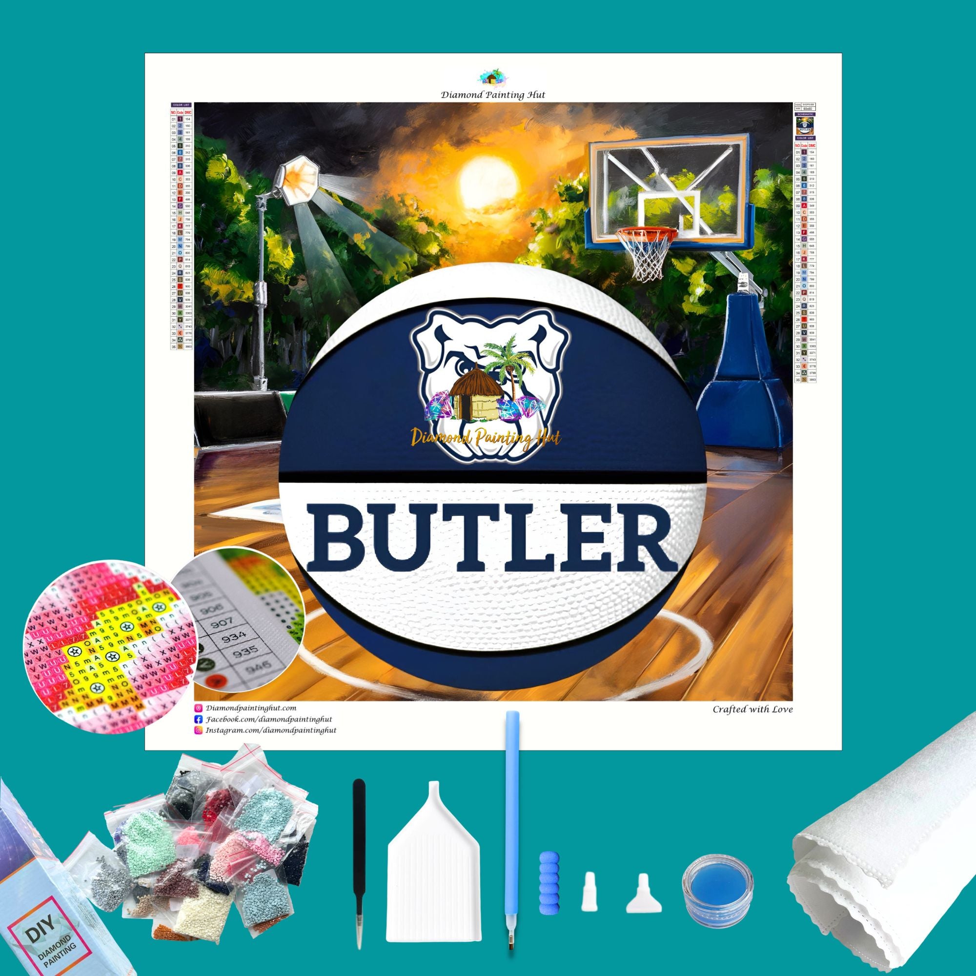 Butler Basketball Diamond Painting - 30x30cm / Outside Court / Full ...