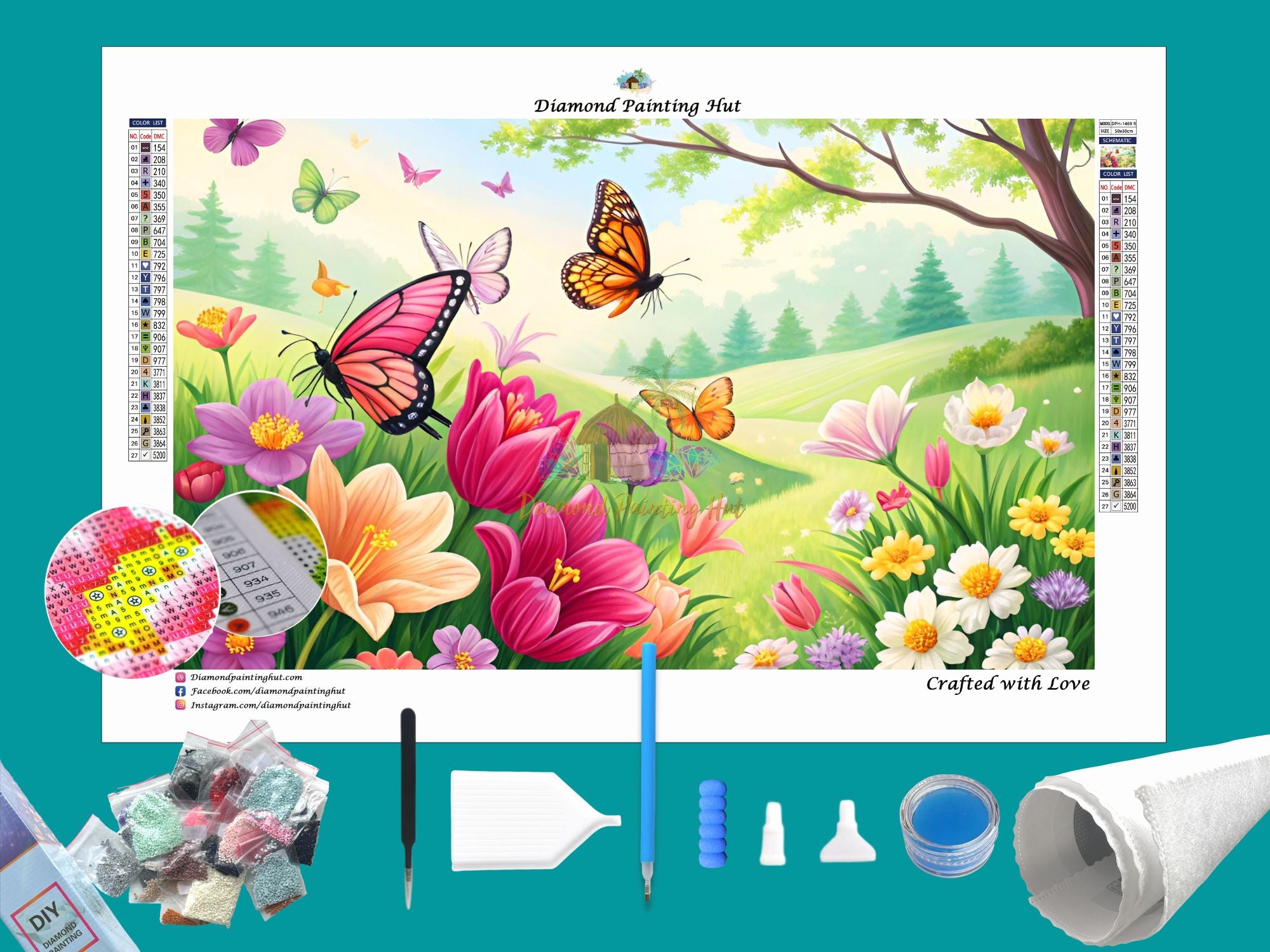 Butterfly in Spring Diamond Painting - 45x30cm / Full Round Drill / A ...