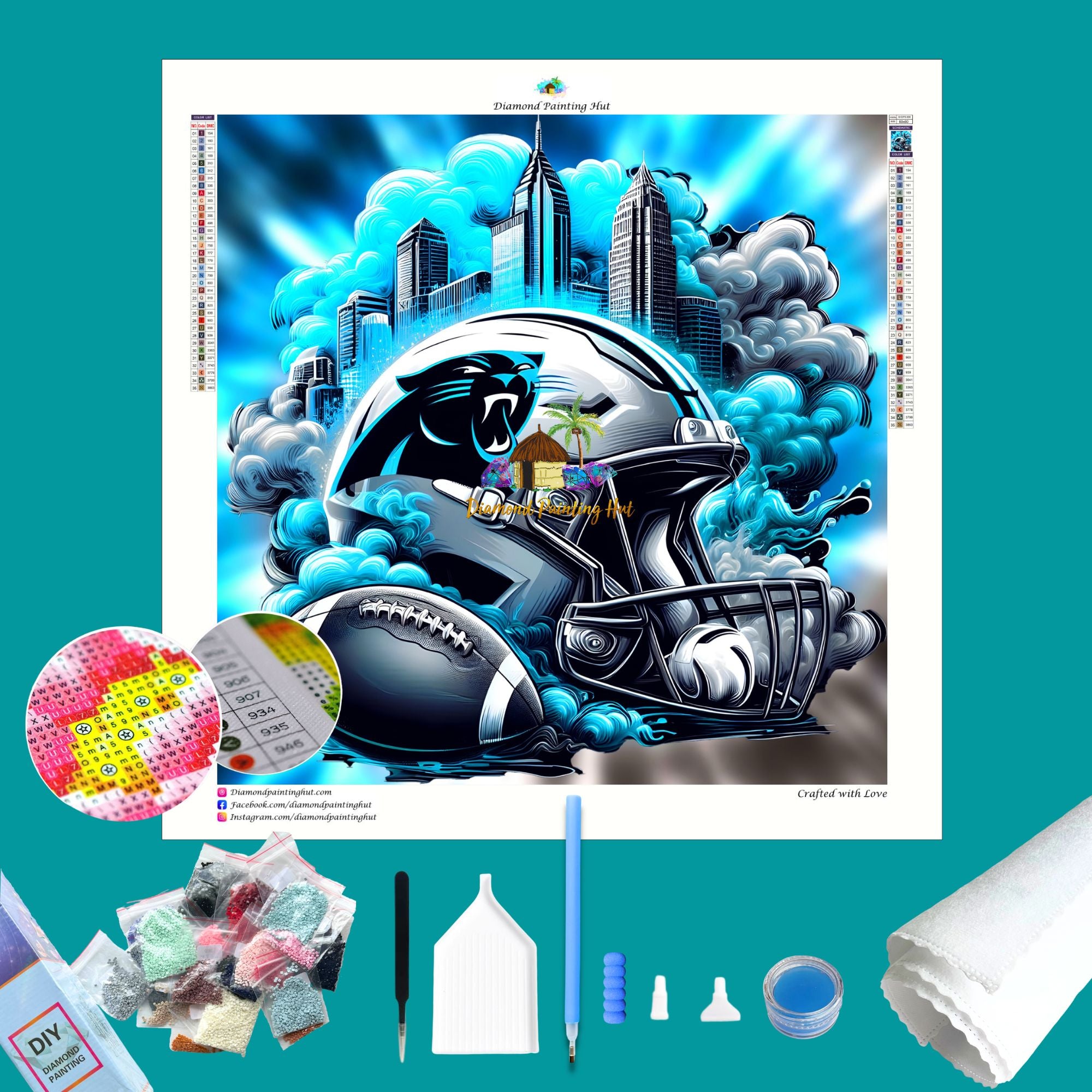 Carolina Panthers NFL Helmet Diamond Painting - Diamond Painting Hut