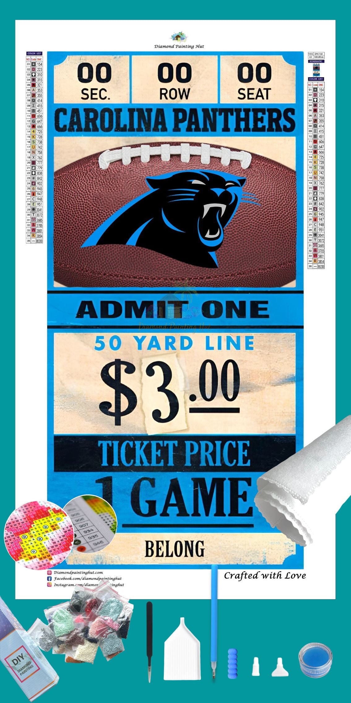 Carolina Panthers NFL Ticket Diamond Painting - Diamond Painting Hut