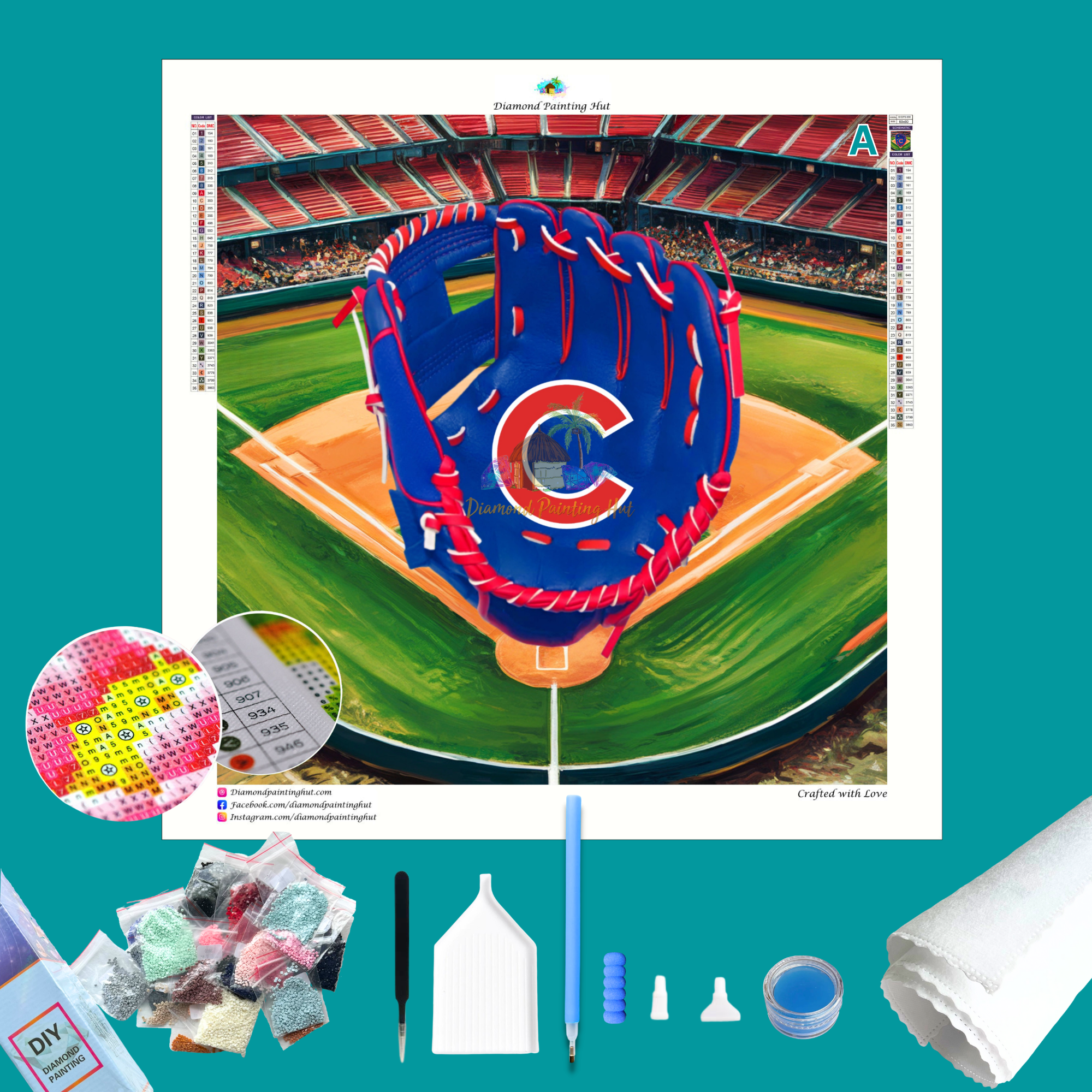 Chicago Cubs MLB Glove Diamond Painting - Diamond Painting Hut