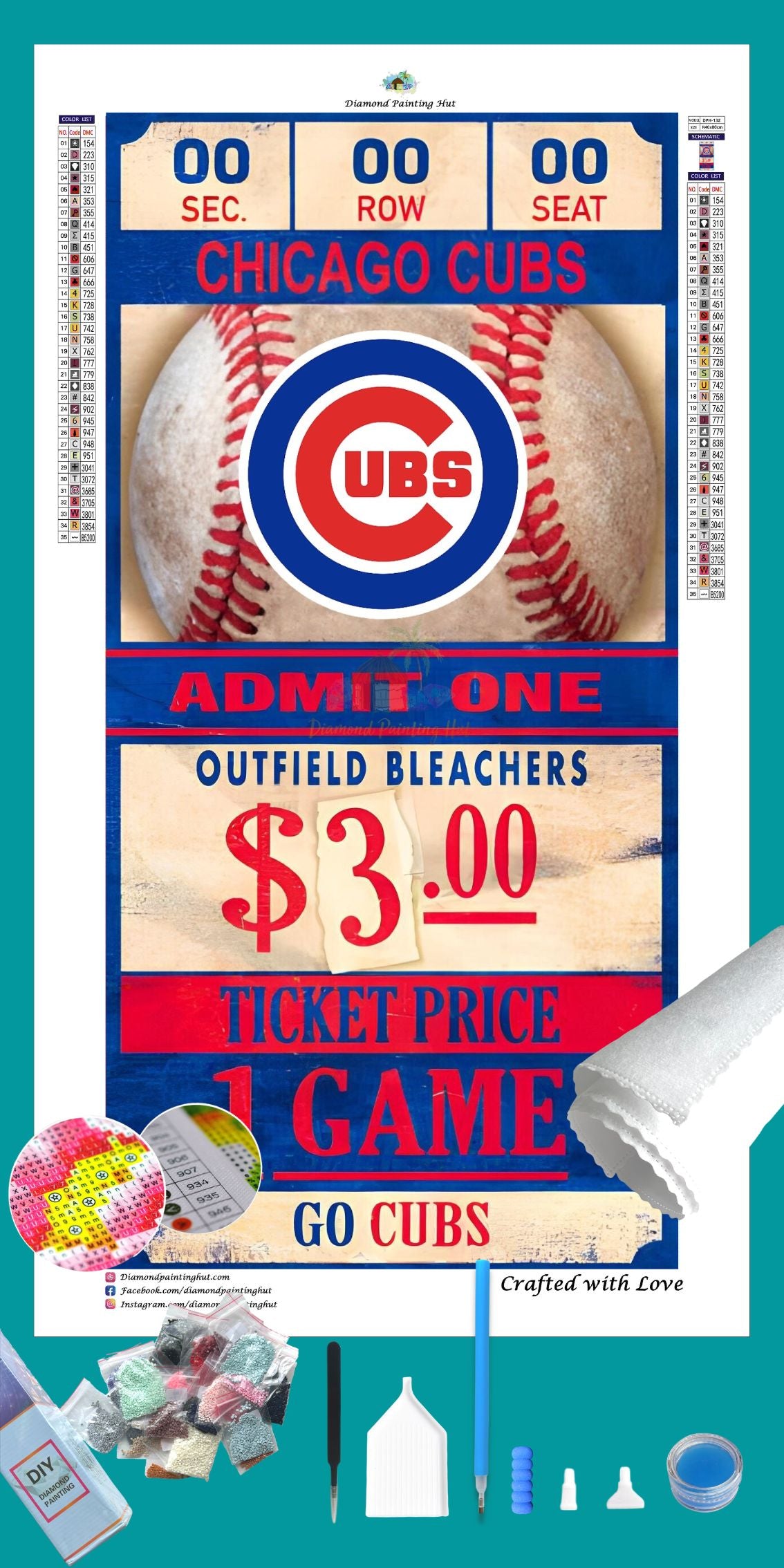 Chicago Cubs MLB Ticket Diamond Painting - Diamond Painting Hut