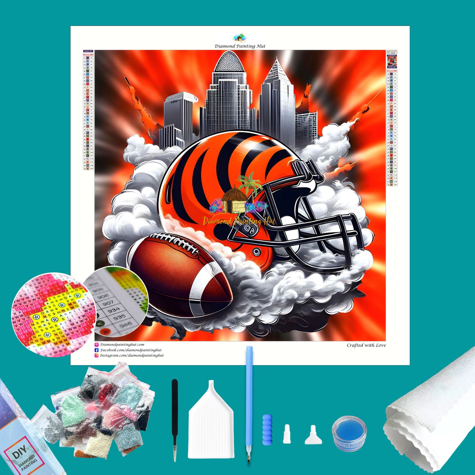 Cincinnati Bengals NFL Helmet Diamond Painting - Diamond Painting Hut