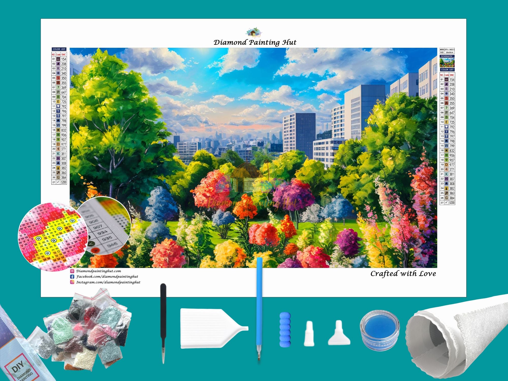 City in Spring Diamond Painting - 45x30cm / Full Round Drill / A ...