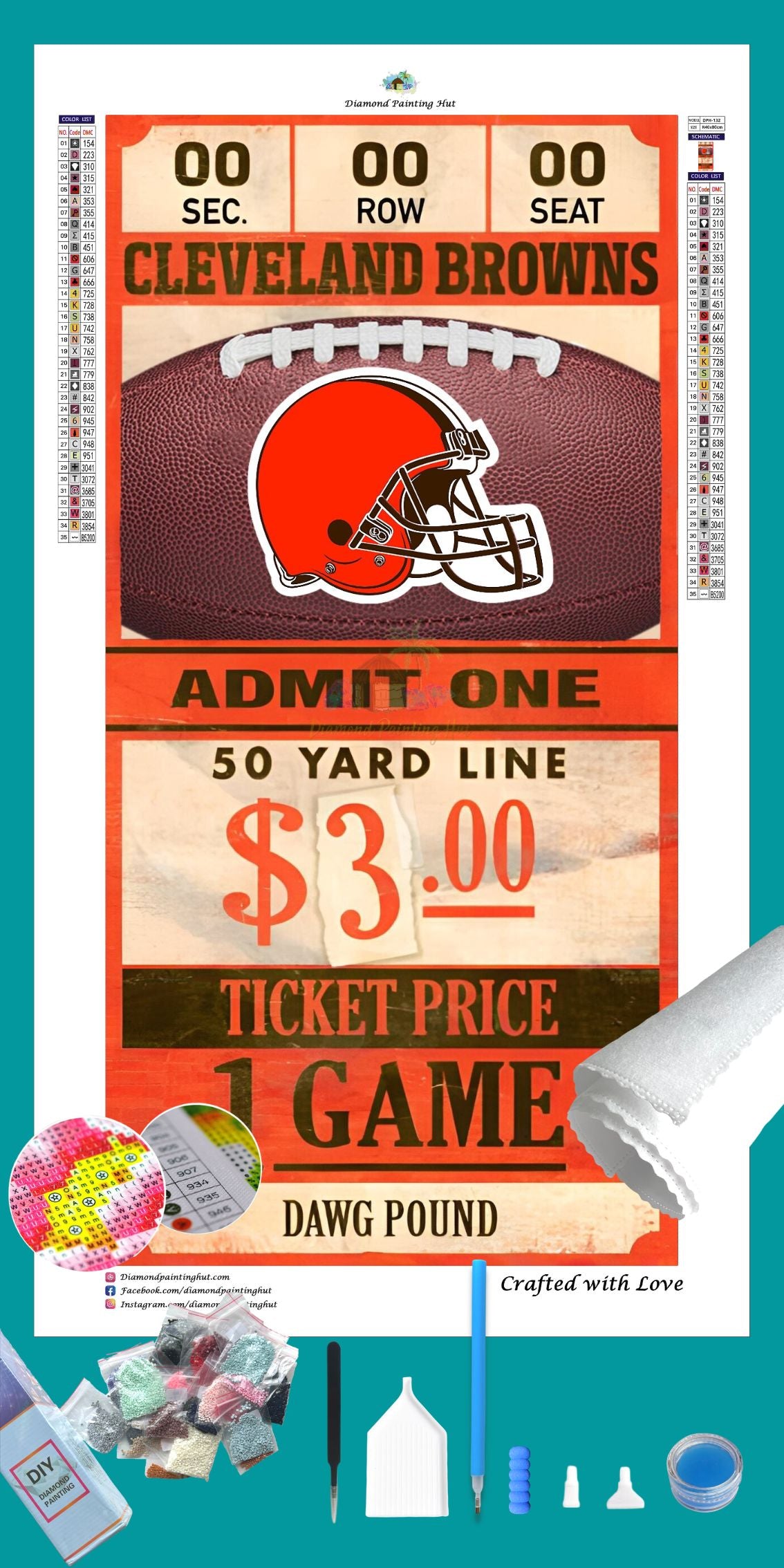 Cleveland Browns NFL Ticket Diamond Painting - Diamond Painting Hut