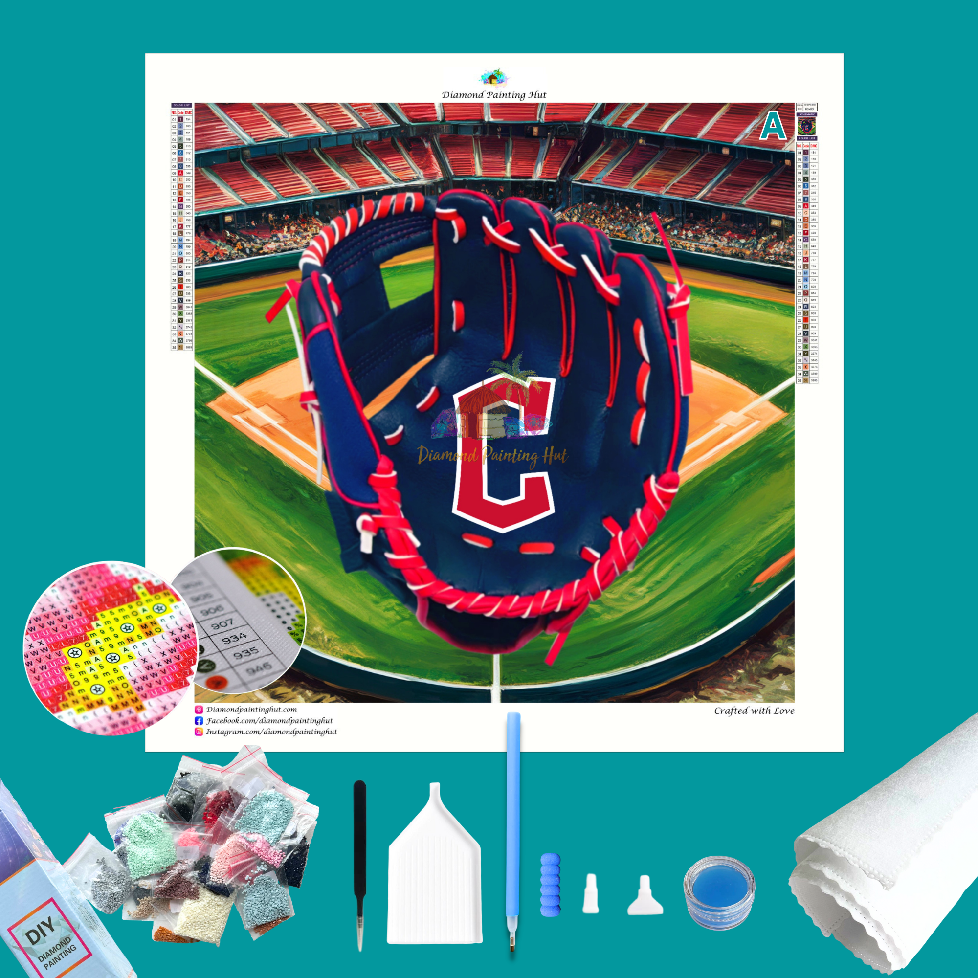 Cleveland Guardians MLB Glove Diamond Painting - Diamond Painting Hut