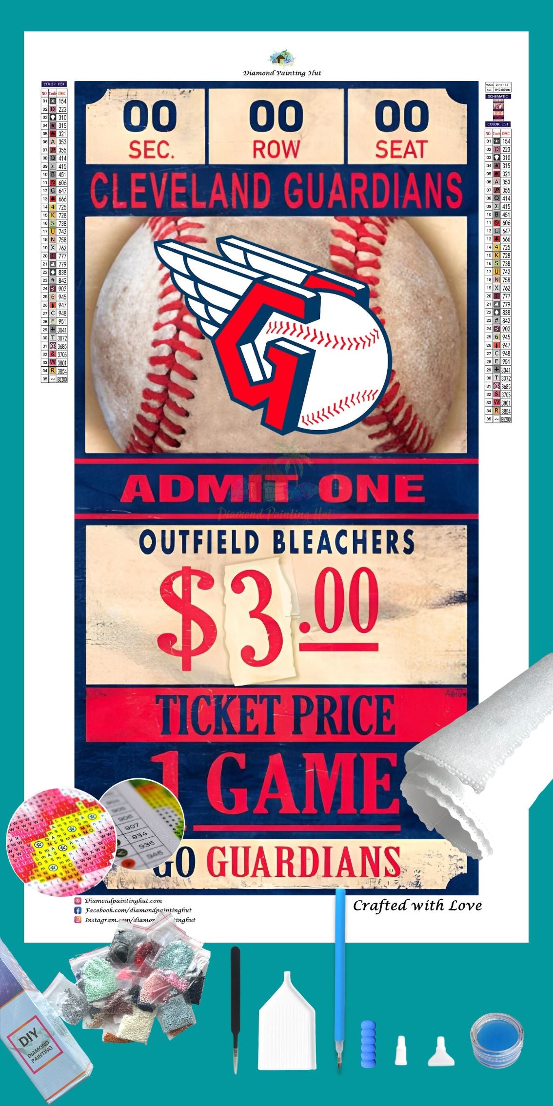 Cleveland Guardians MLB Ticket Diamond Painting - Diamond Painting Hut