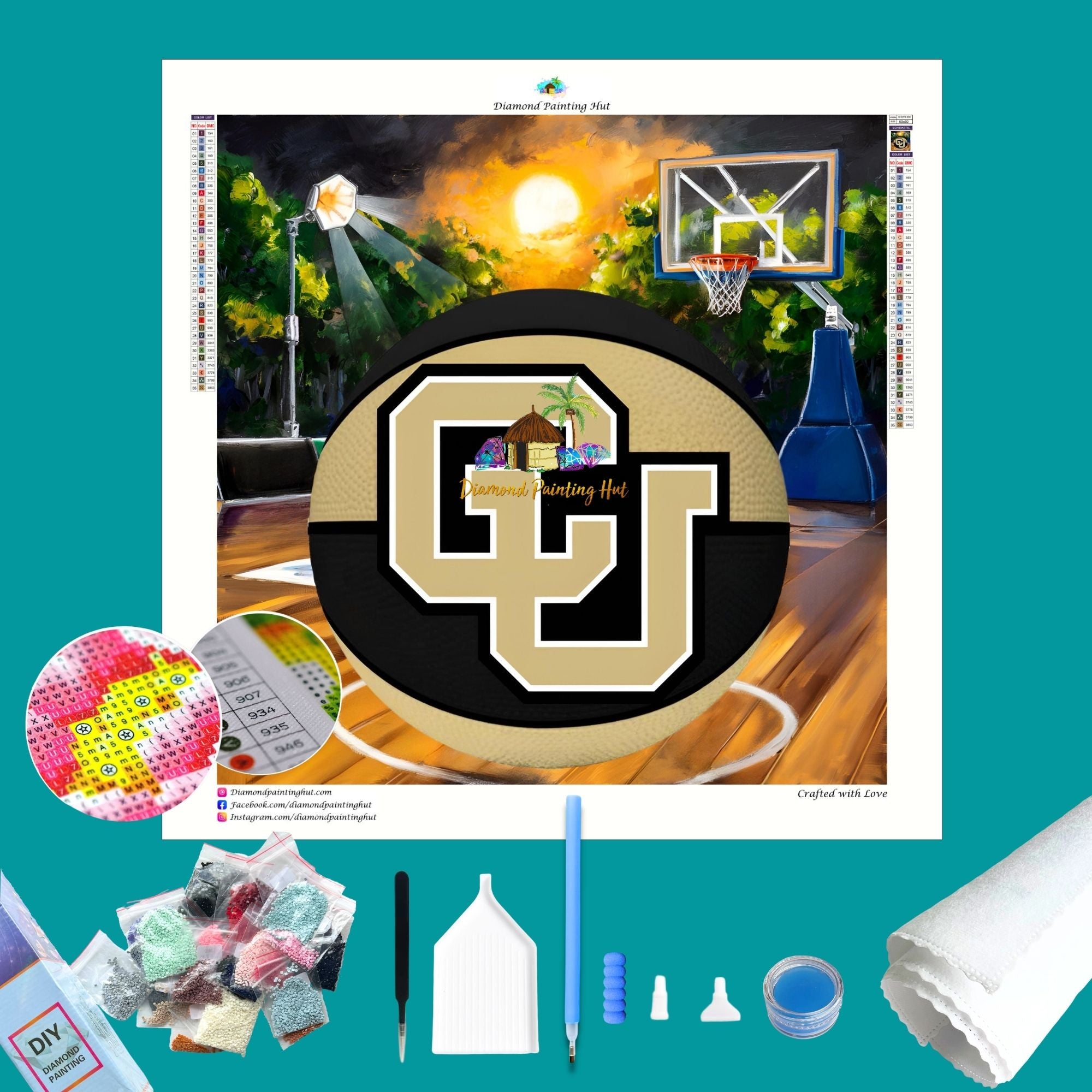 Colorado Basketball Diamond Painting - 30x30cm / Outside Court / Full ...