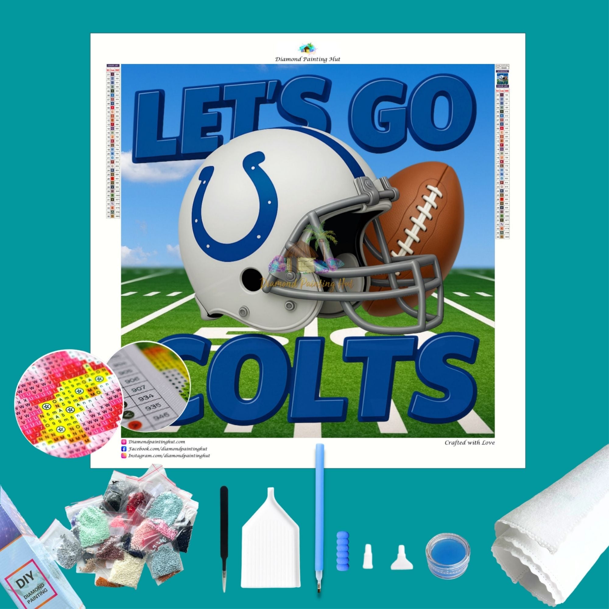 Colts NFL Let's Go Diamond Painting - 30x30cm / Full Round Drill ...