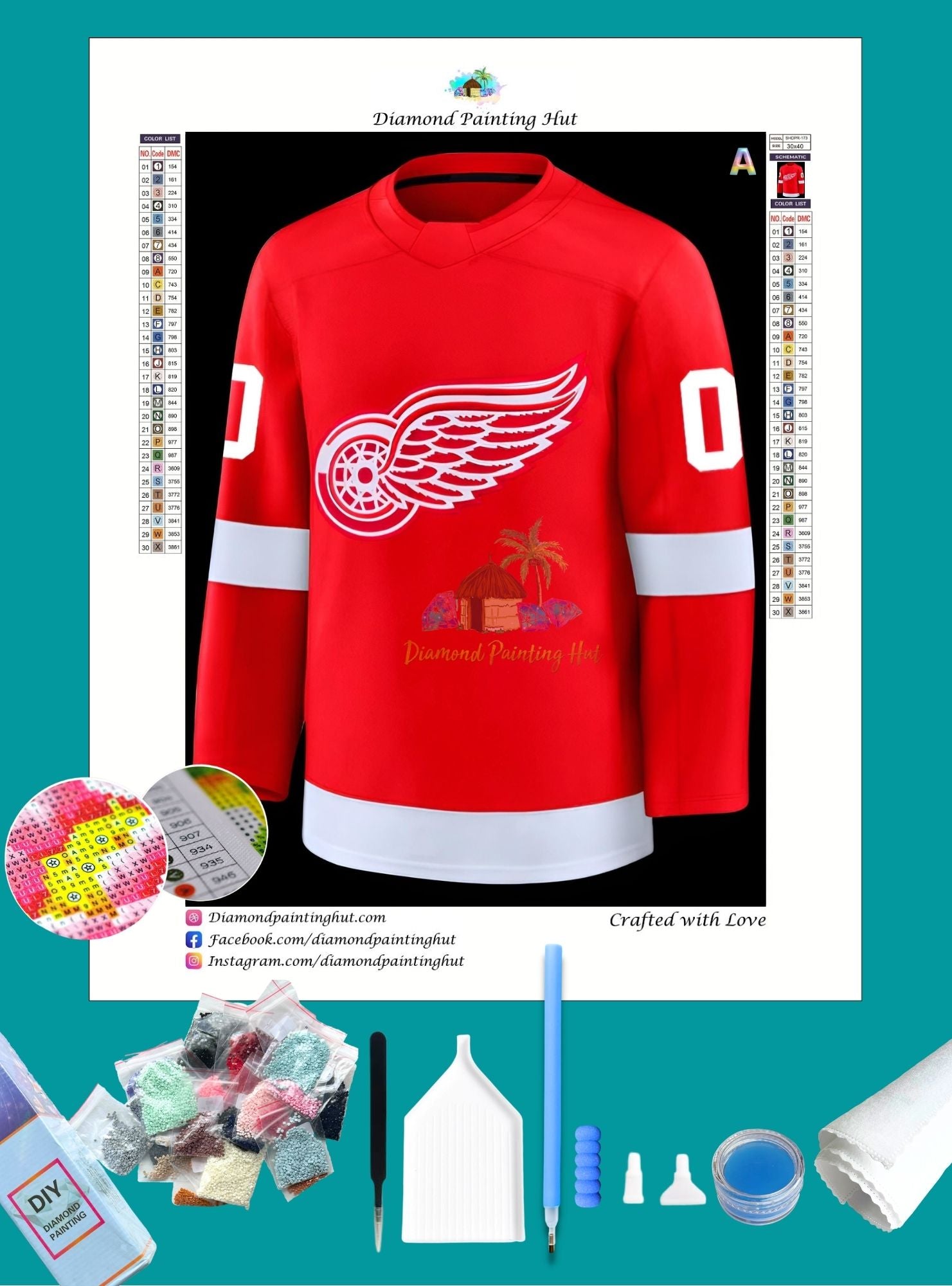Detroit NHL Jersey Diamond Painting - Diamond Painting Hut