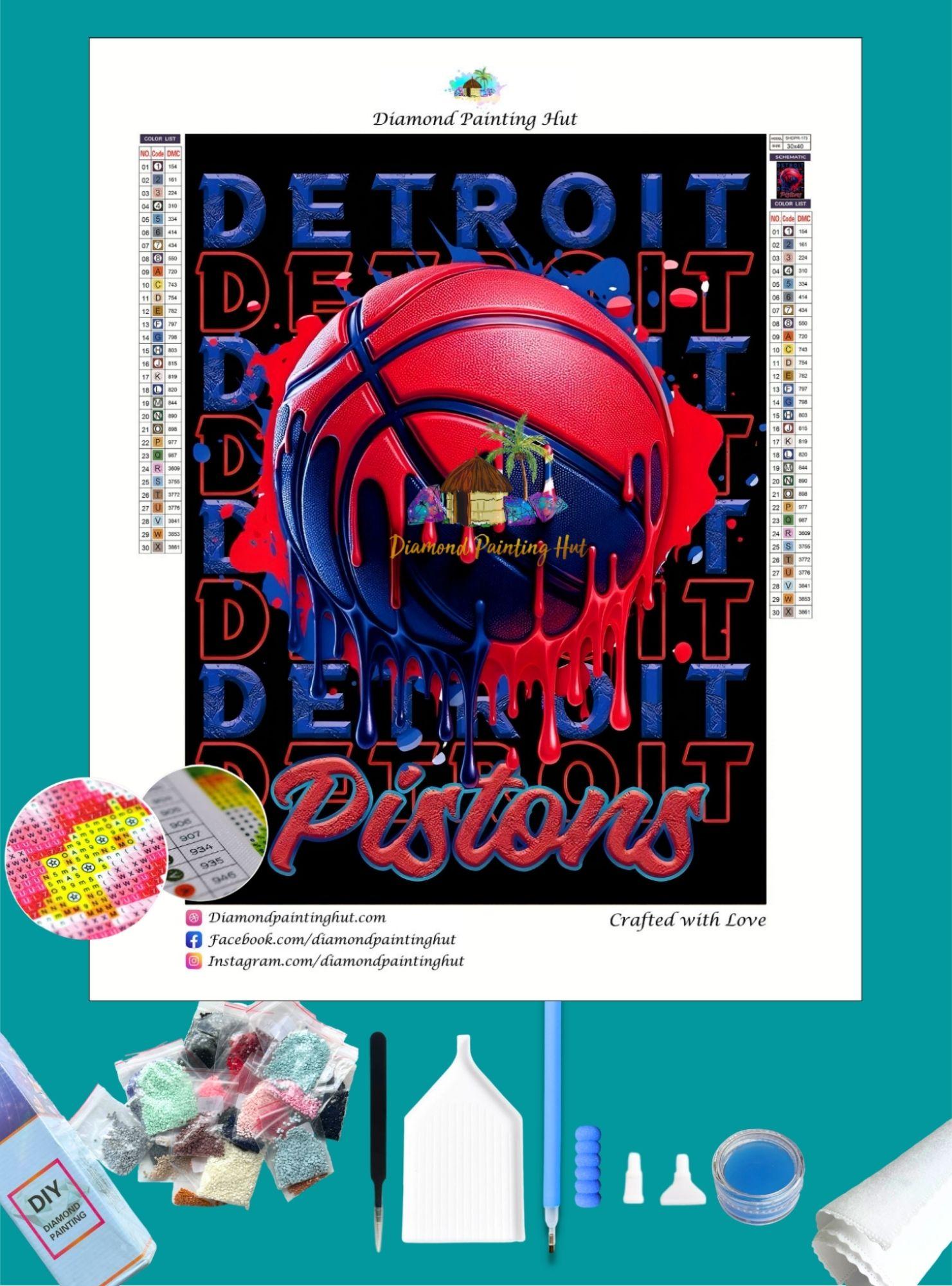Detroit NBA Dripping Ball Diamond Painting - Diamond Painting Hut