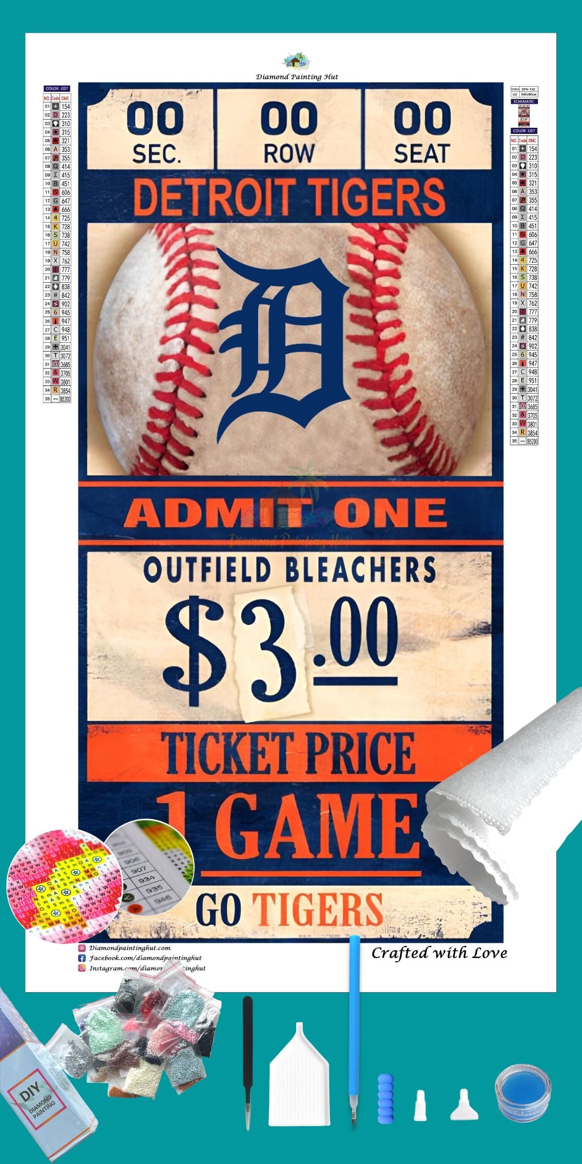 Detroit Tigers MLB Ticket Diamond Painting - Diamond Painting Hut