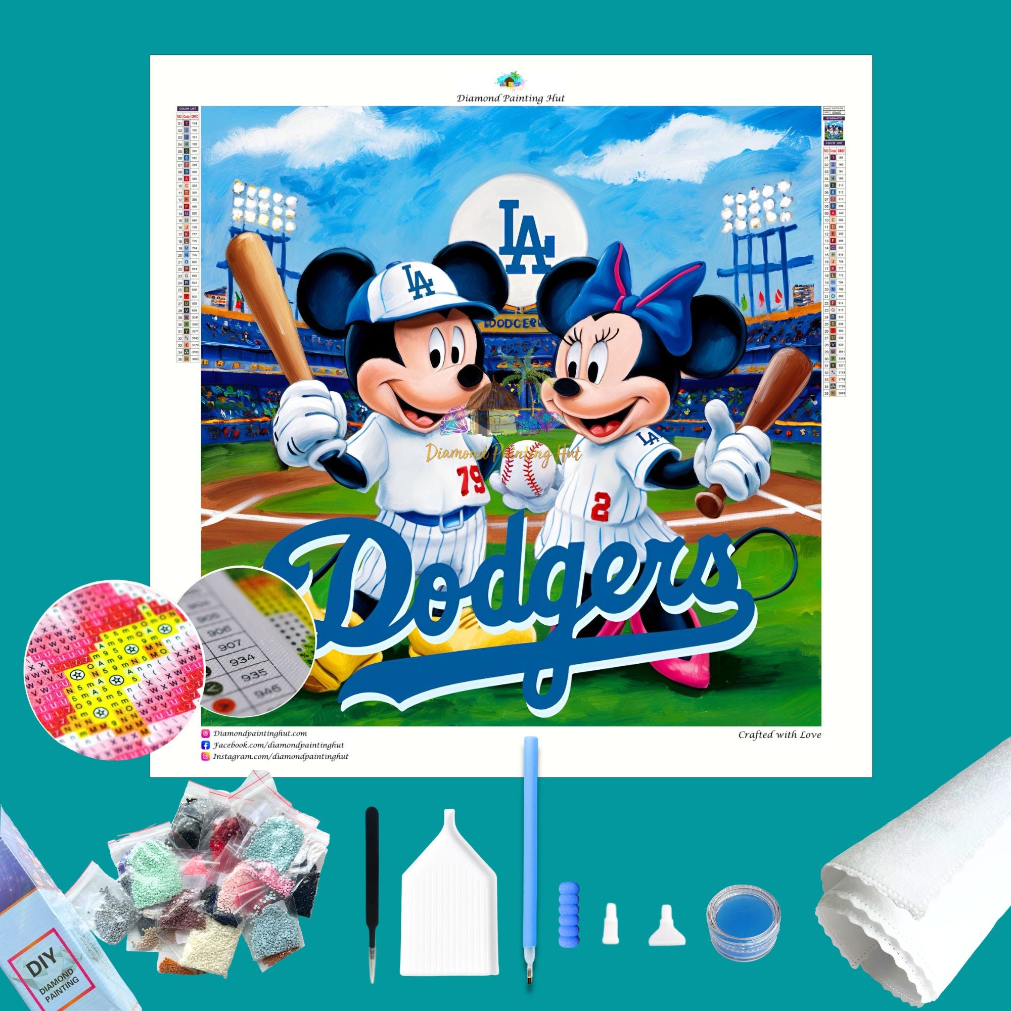 Dodgers Mickey & Minnie MLB Diamond Painting - Diamond Painting Hut