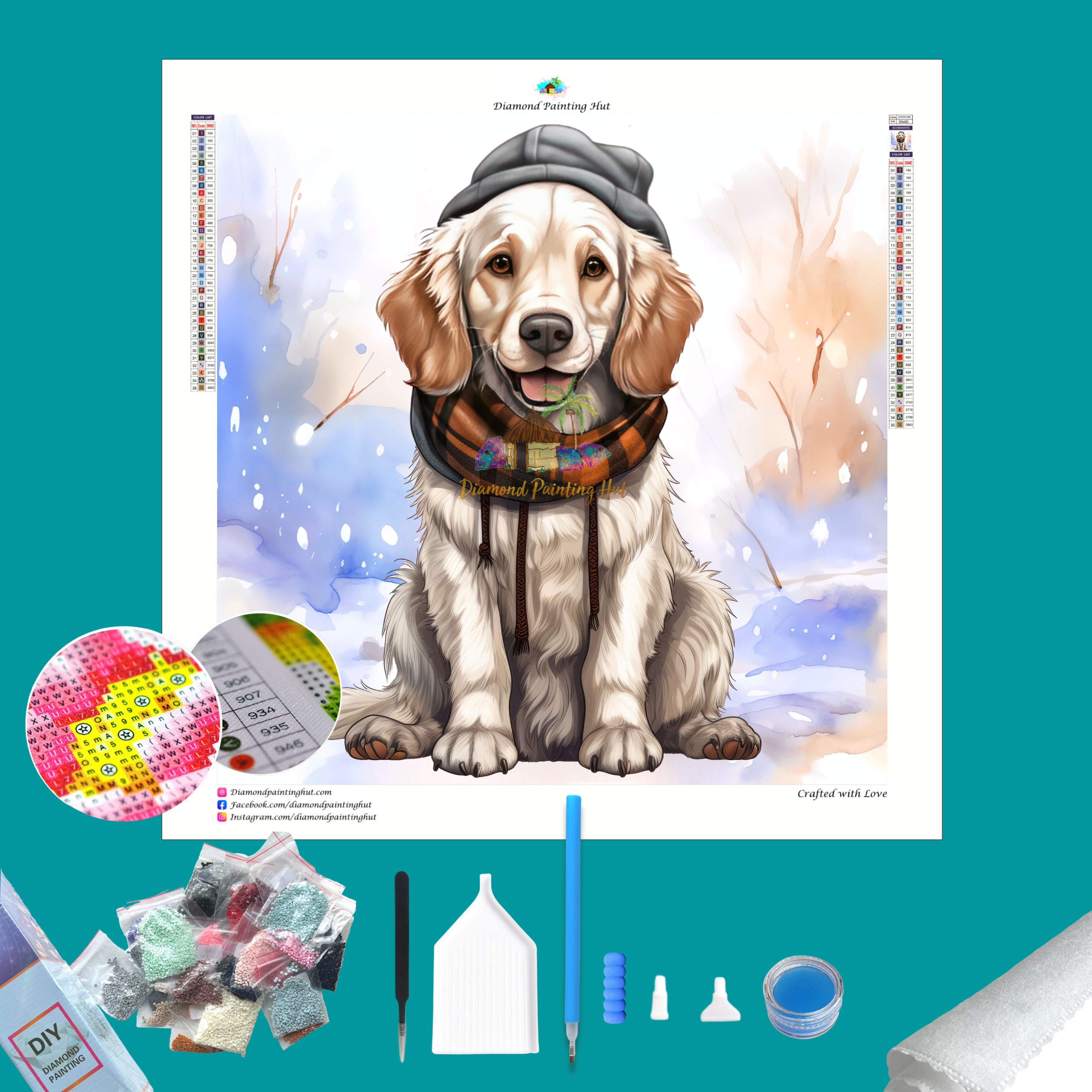 English Setter Winter Diamond Painting - Diamond Painting Hut