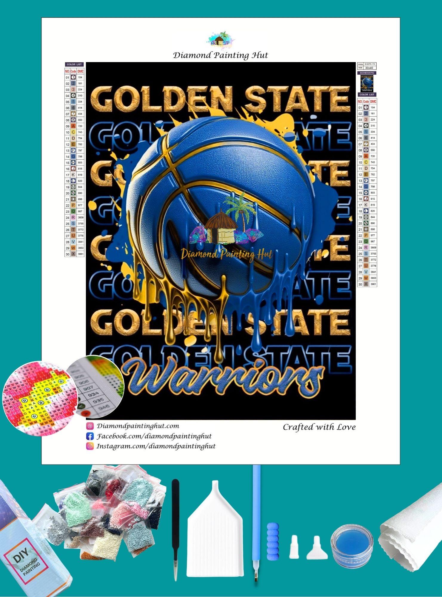 Golden State NBA Dripping Ball Diamond Painting - Diamond Painting Hut