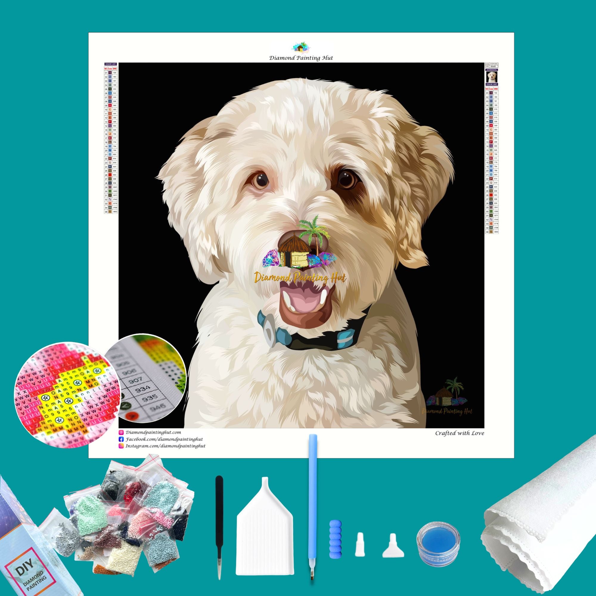 Goldendoodle Diamond Painting - 20x20cm / Full Round Drill - Diamond ...