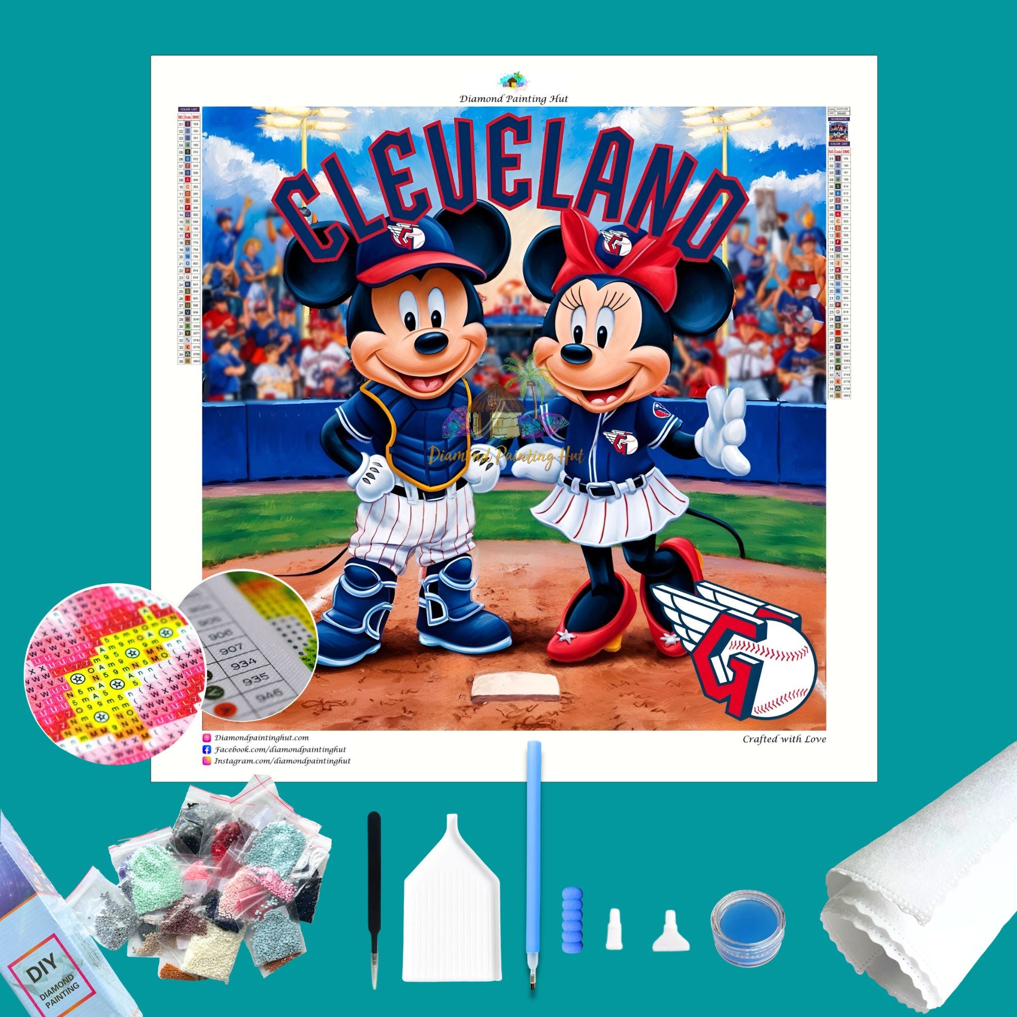 Guardians Mickey & Minnie MLB Diamond Painting - Diamond Painting Hut