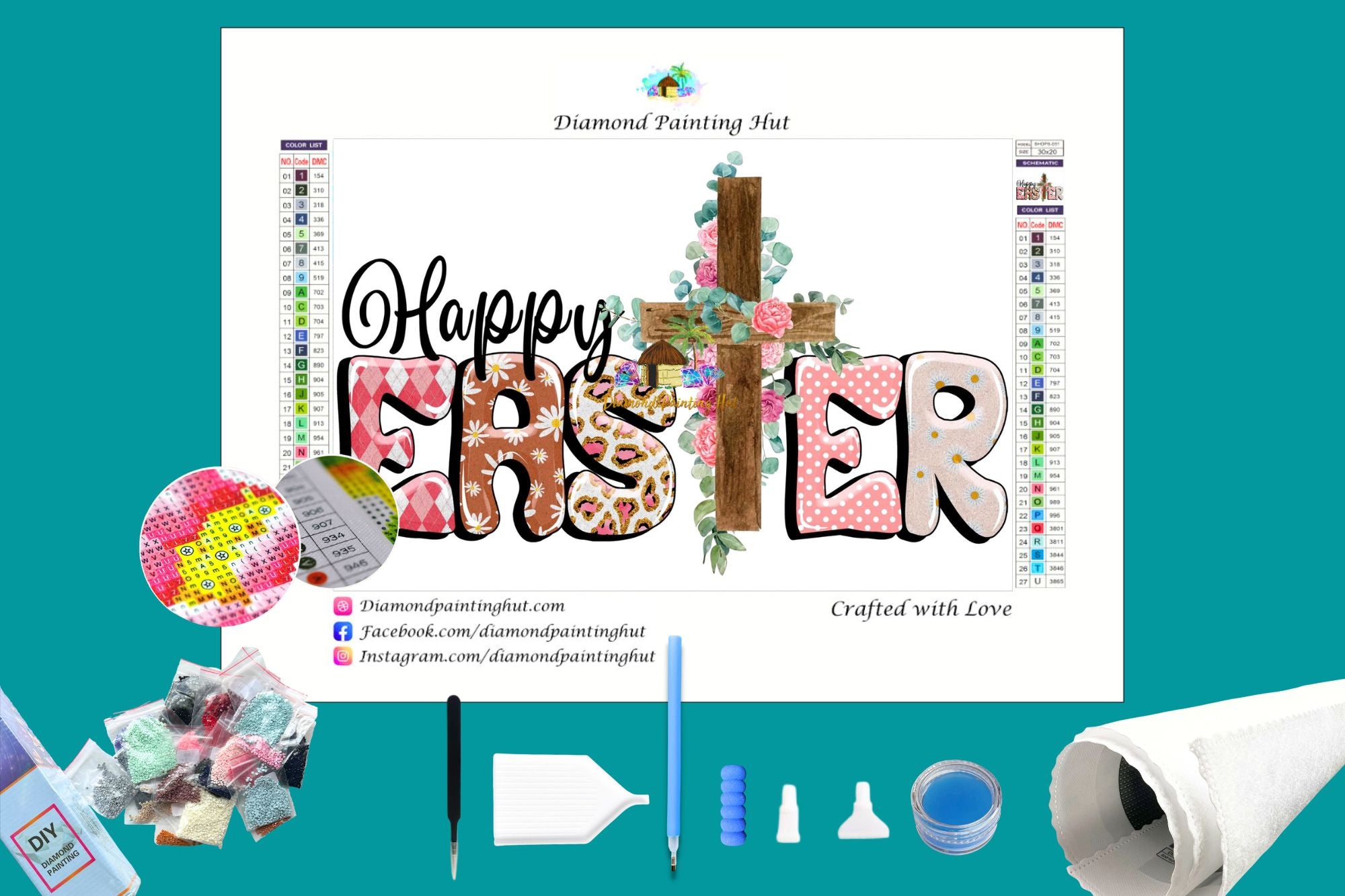 Happy Easter Cross Diamond Painting - Diamond Painting Hut