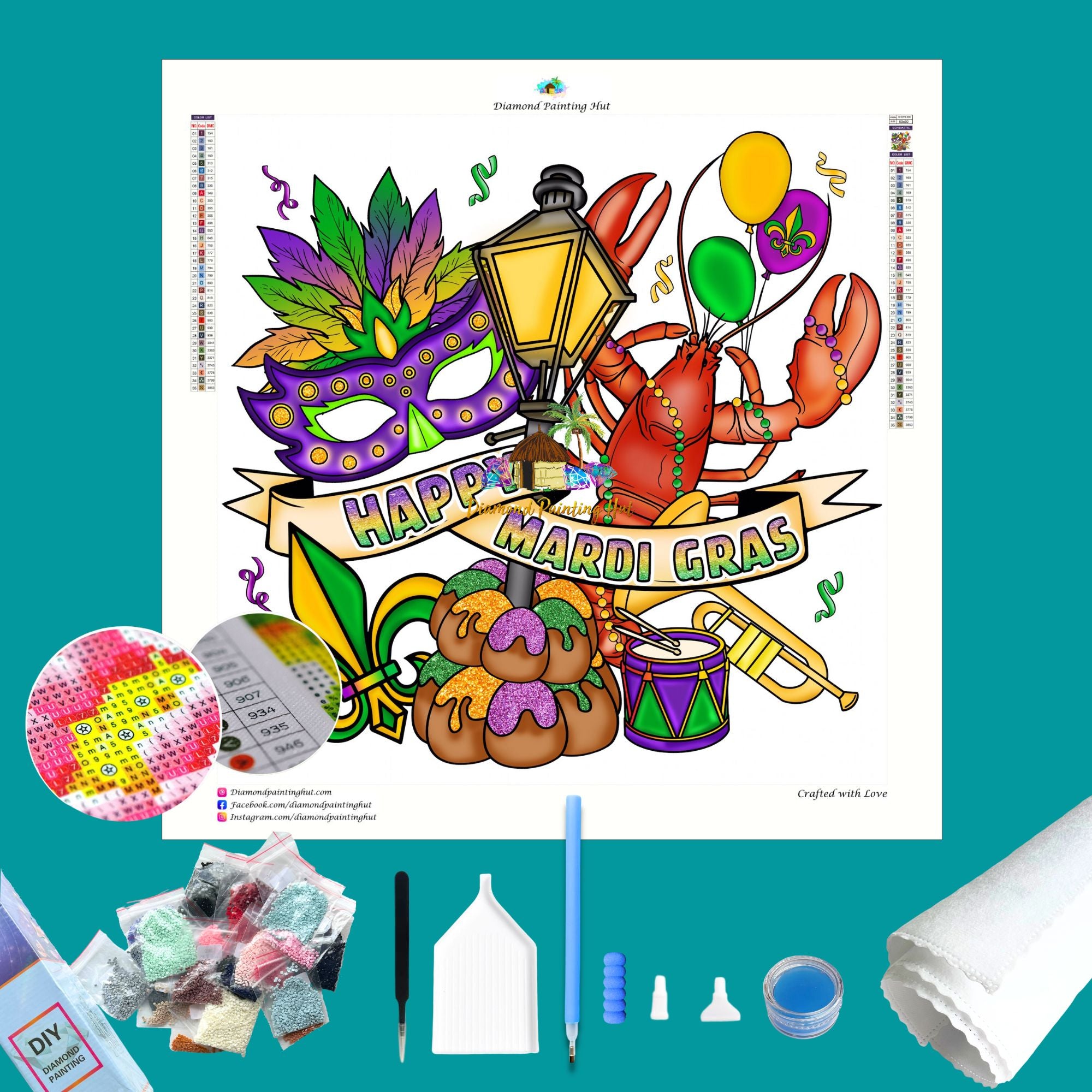 Happy Mardi Gras Diamond Painting - 40x40cm / Full Round Drill ...