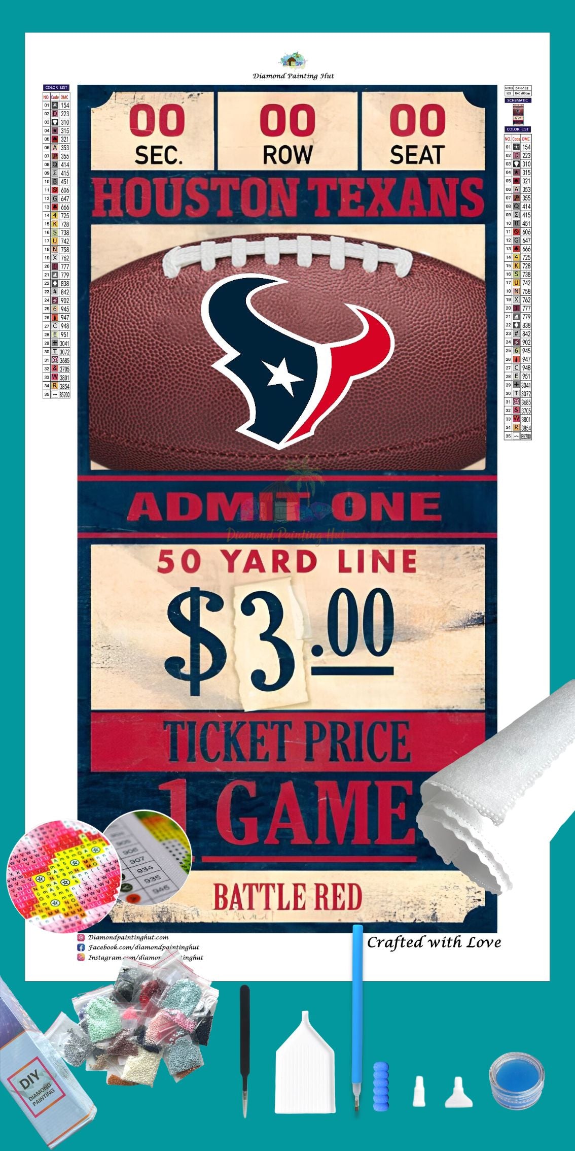 Houston Texans NFL Ticket Diamond Painting - Diamond Painting Hut