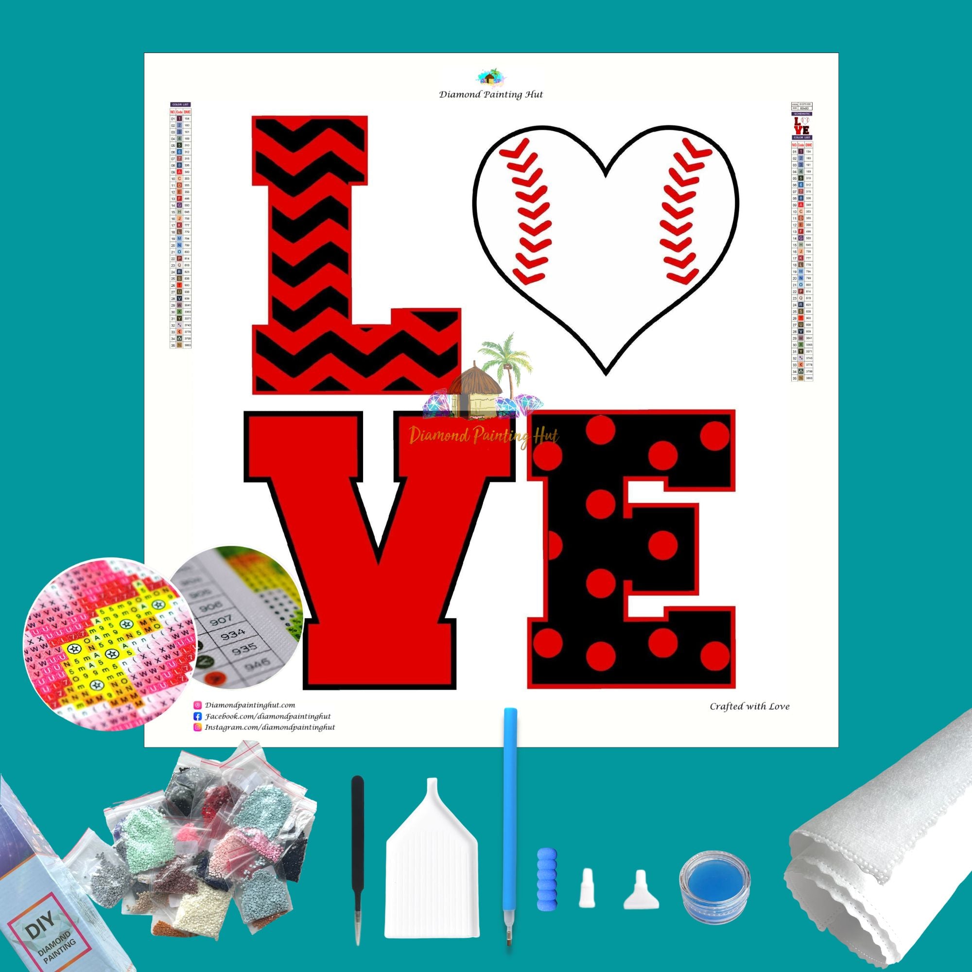 I Love Baseball Diamond Painting - Diamond Painting Hut