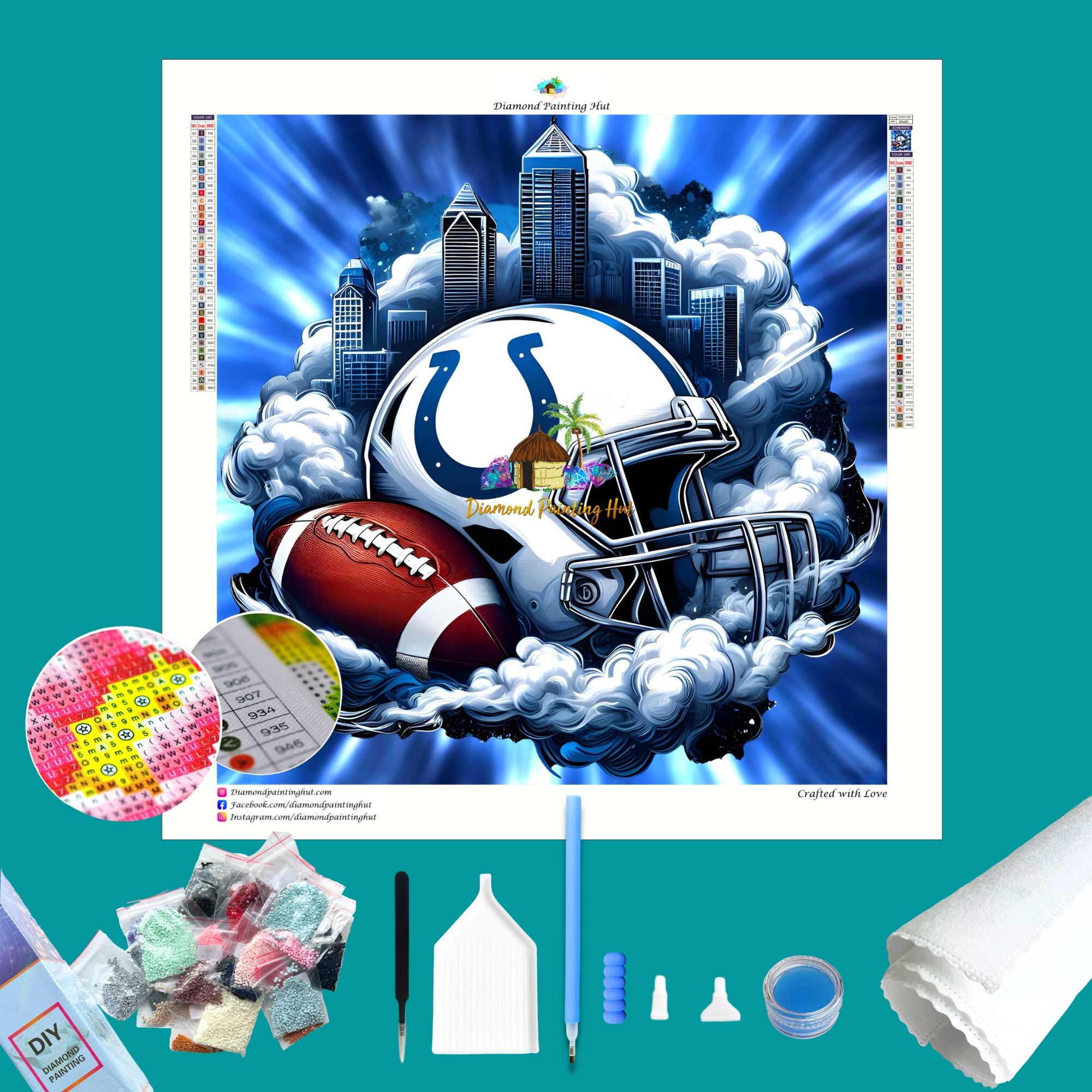 Indianapolis Colts NFL Helmet Diamond Painting - Diamond Painting Hut
