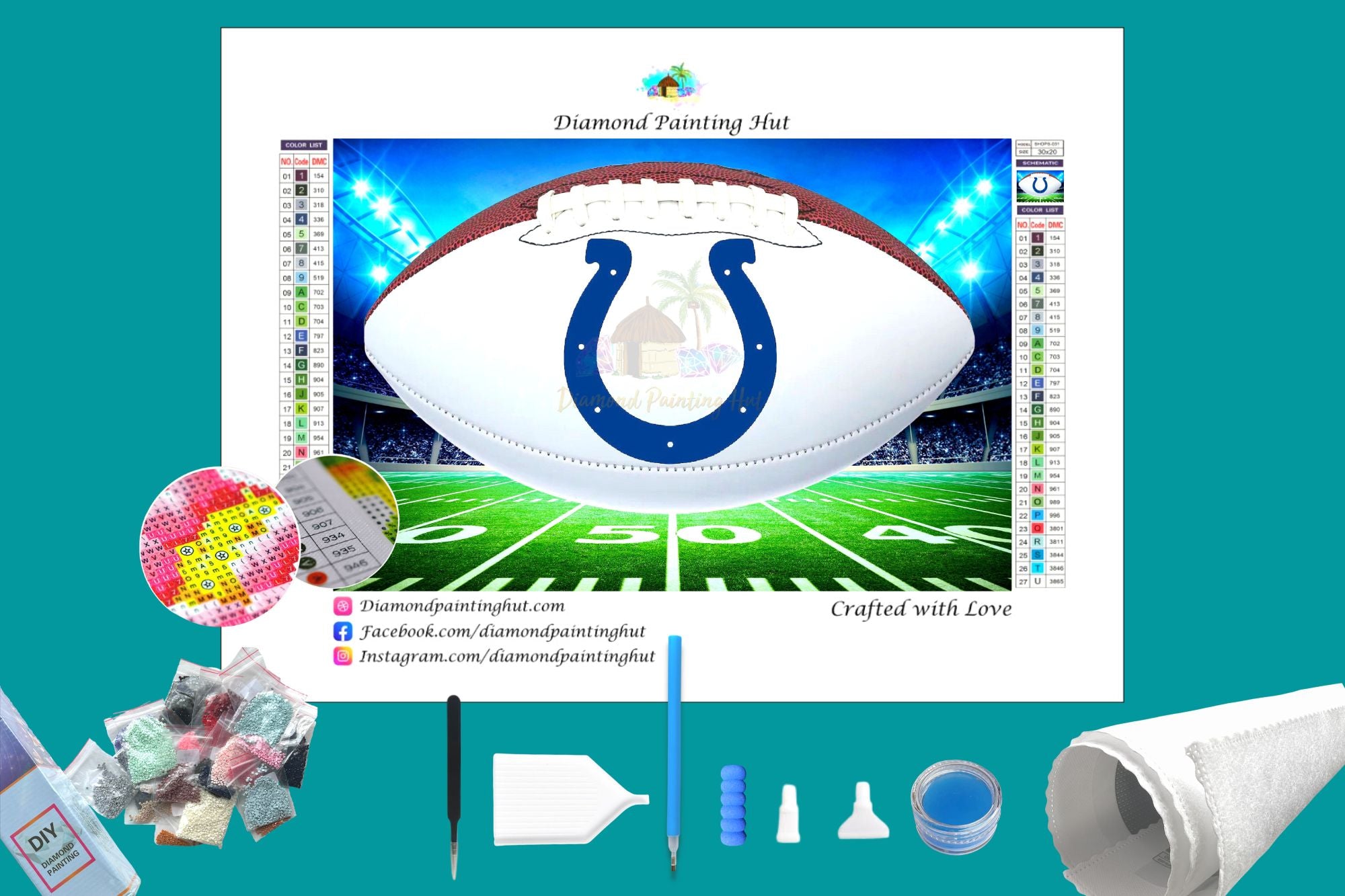 Indianapolis Colts White NFL Football Diamond Painting - Diamond ...