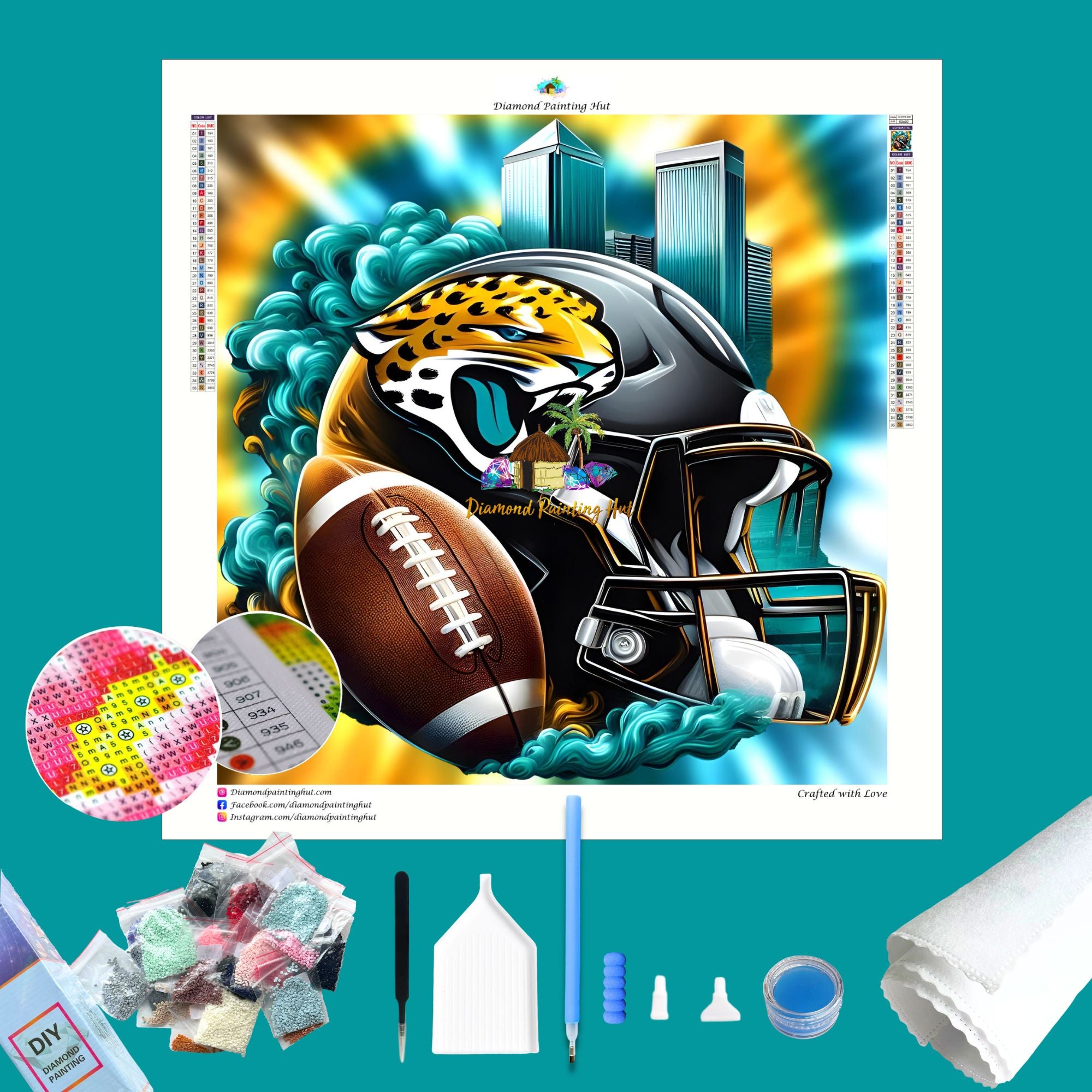Jacksonville Jaguars NFL Helmet Diamond Painting - Diamond Painting Hut