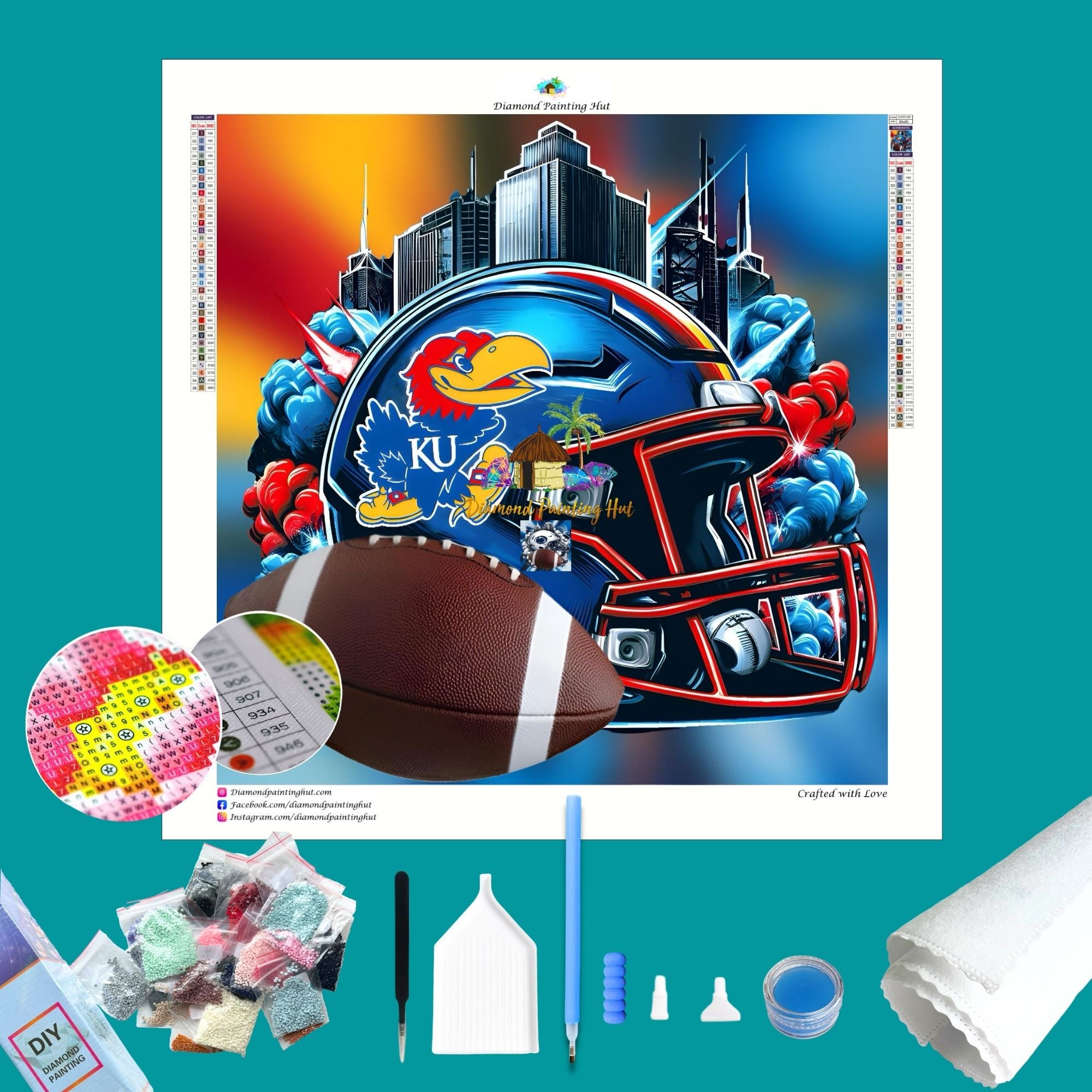 Kansas Football Helmet Diamond Painting - Diamond Painting Hut