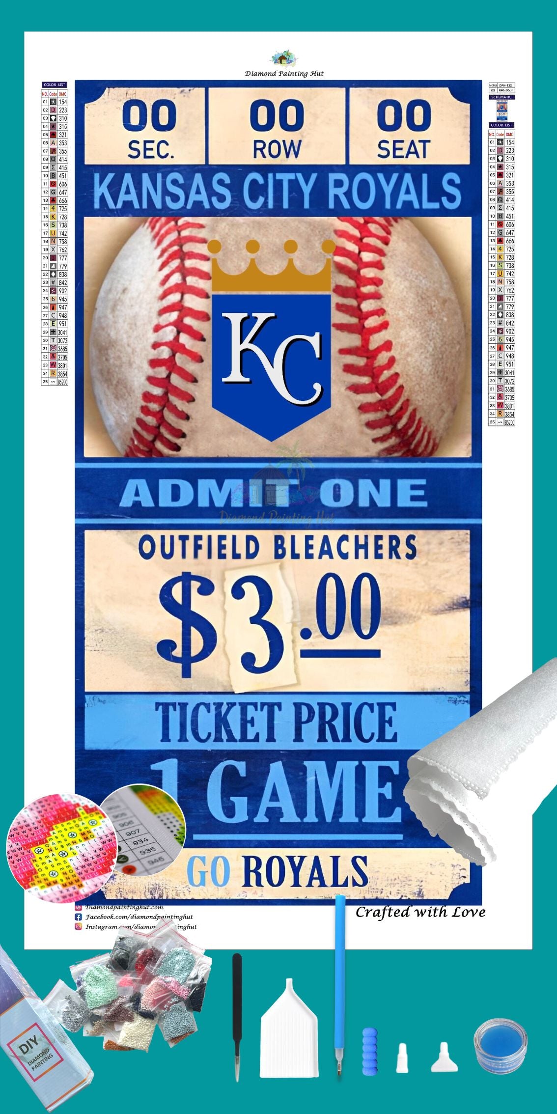Kansas City Royals MLB Ticket Diamond Painting - Diamond Painting Hut