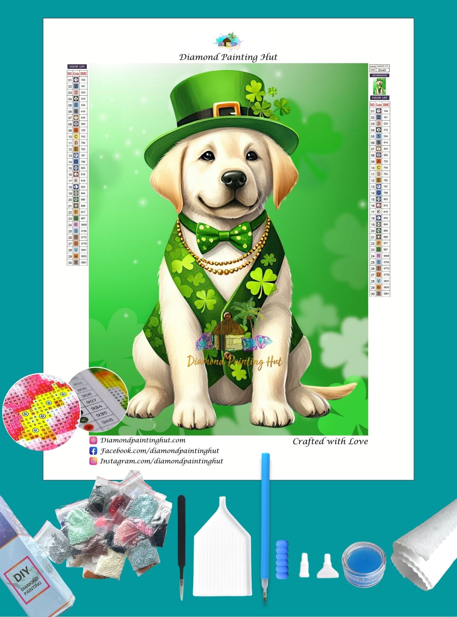 Labrador Saint Patrick Diamond Painting - Diamond Painting Hut